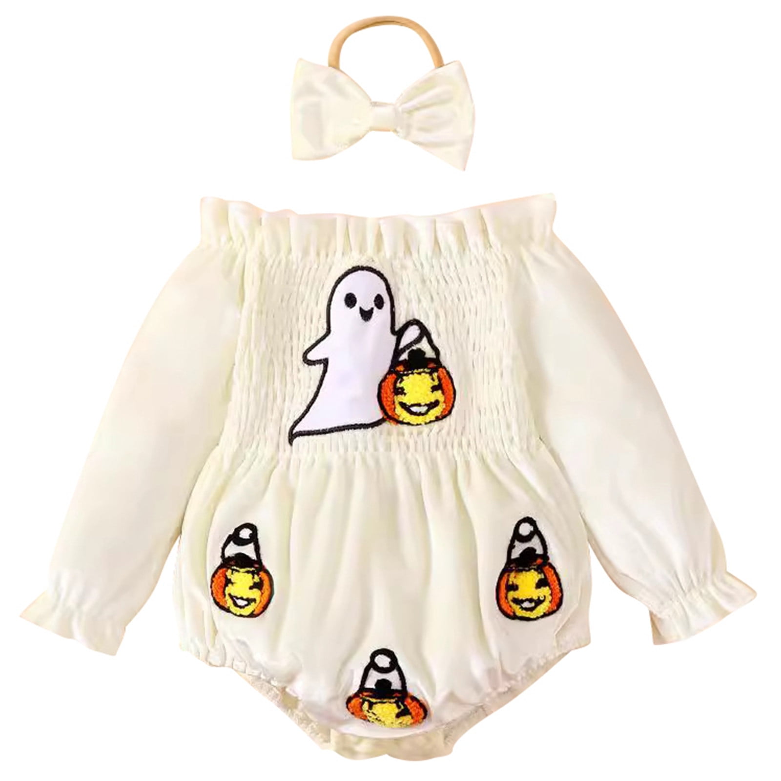 KDFJPTH Baby Girls Neutral Little Romper Bodysuit + Headscarf 2 Piece ...