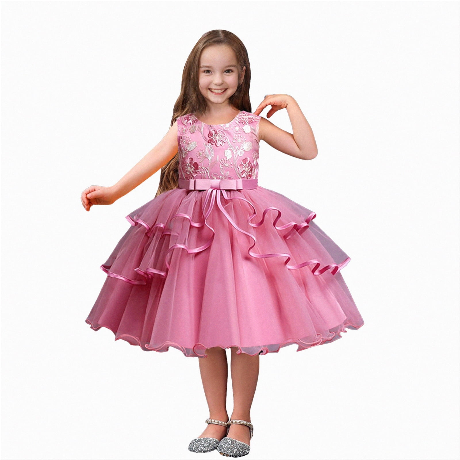 Baby Girls Off Shoulder Princess Dress with Bowknot Sequin Ruffle Tutu ...