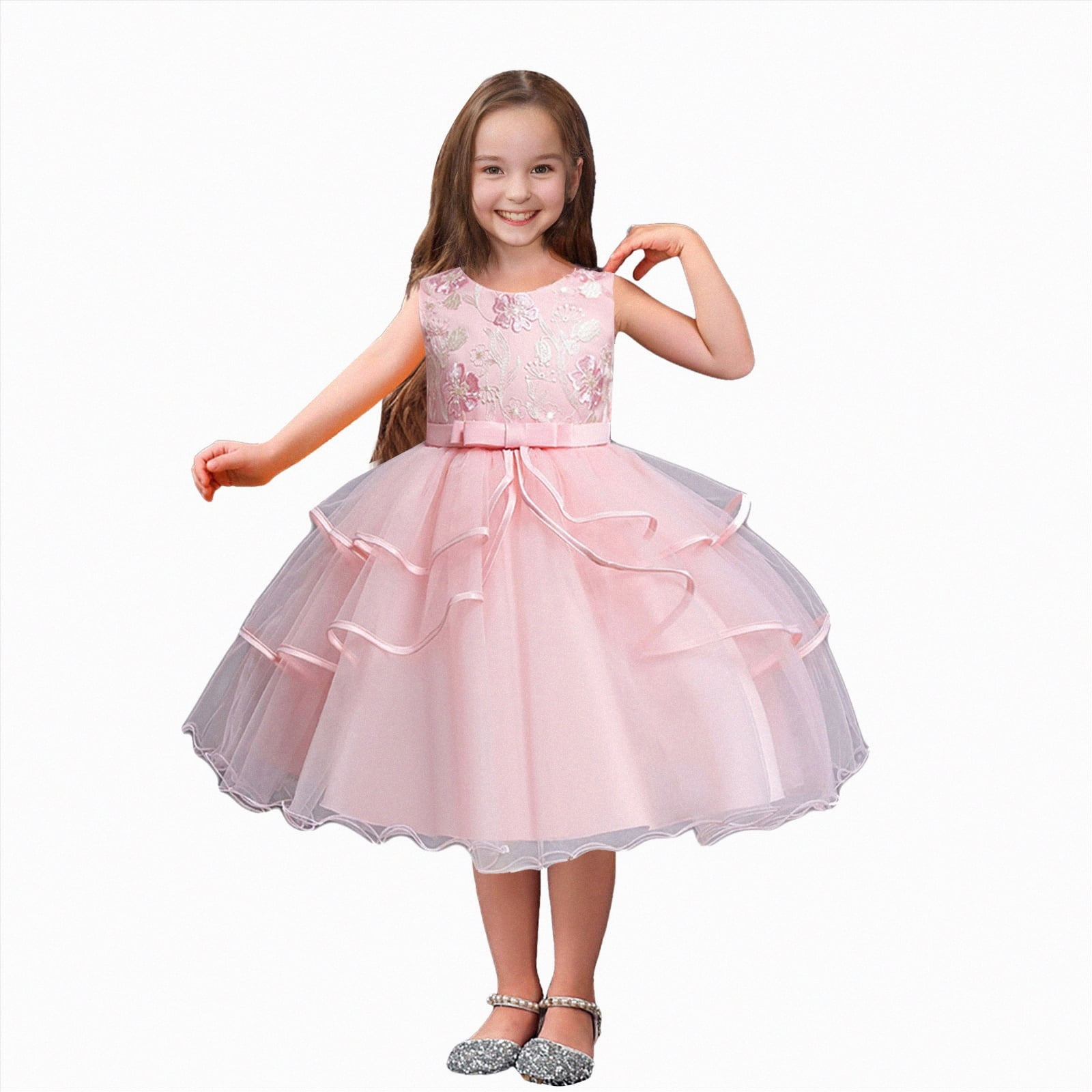 Baby Girls Off Shoulder Princess Dress with Bowknot Sequin Ruffle Tutu ...