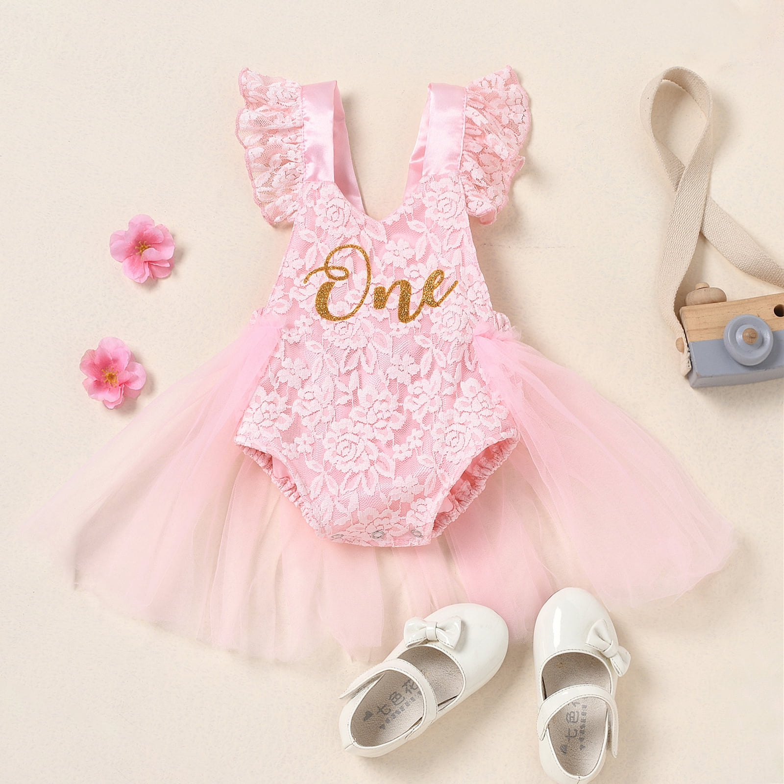 Baby Girls One 1st Birthday Outfits Princess Lace Romper Tutu Dress ...