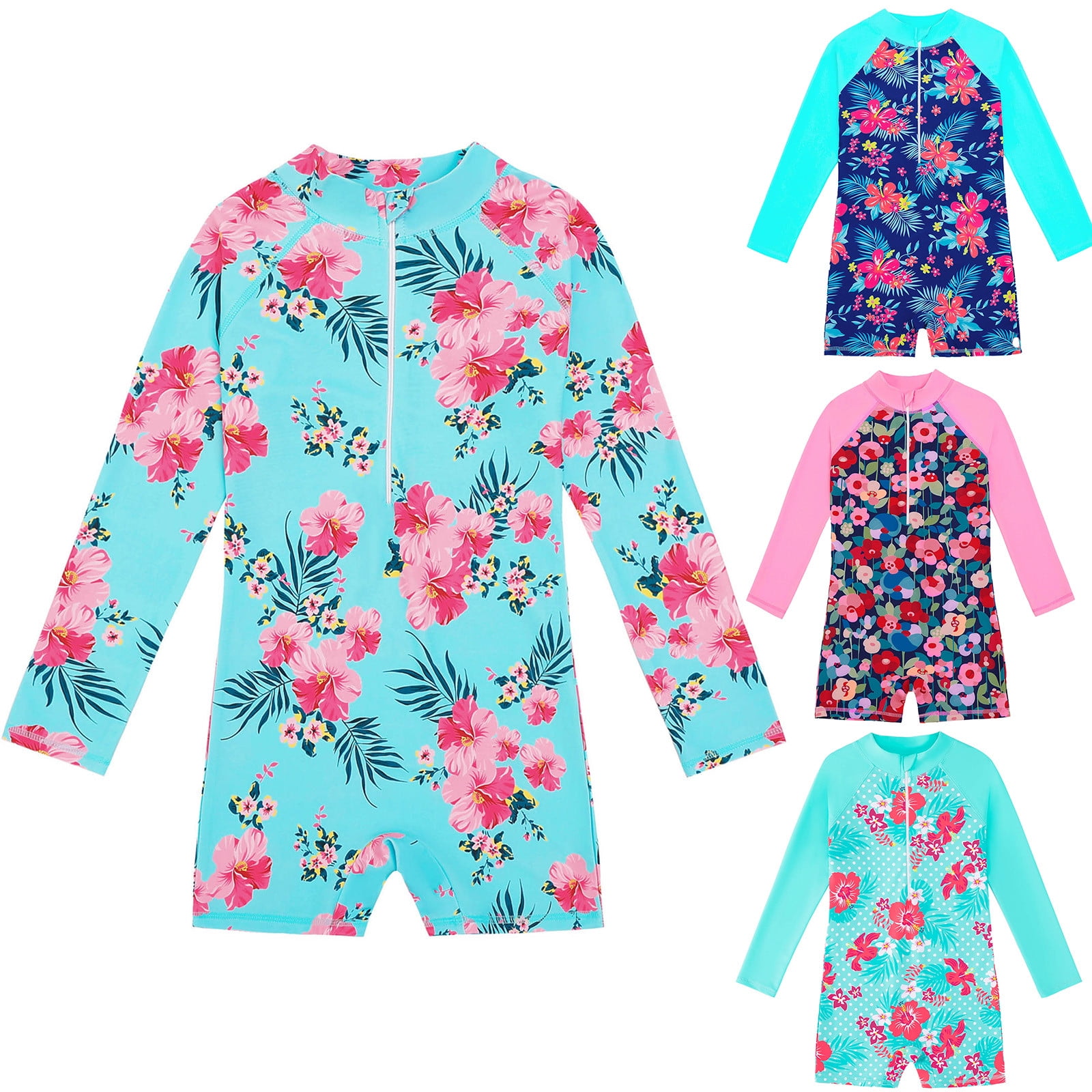 Baby Girls' One Piece Swimsuit Full Zip Upf 50+ Sun Protection Swimwear ...