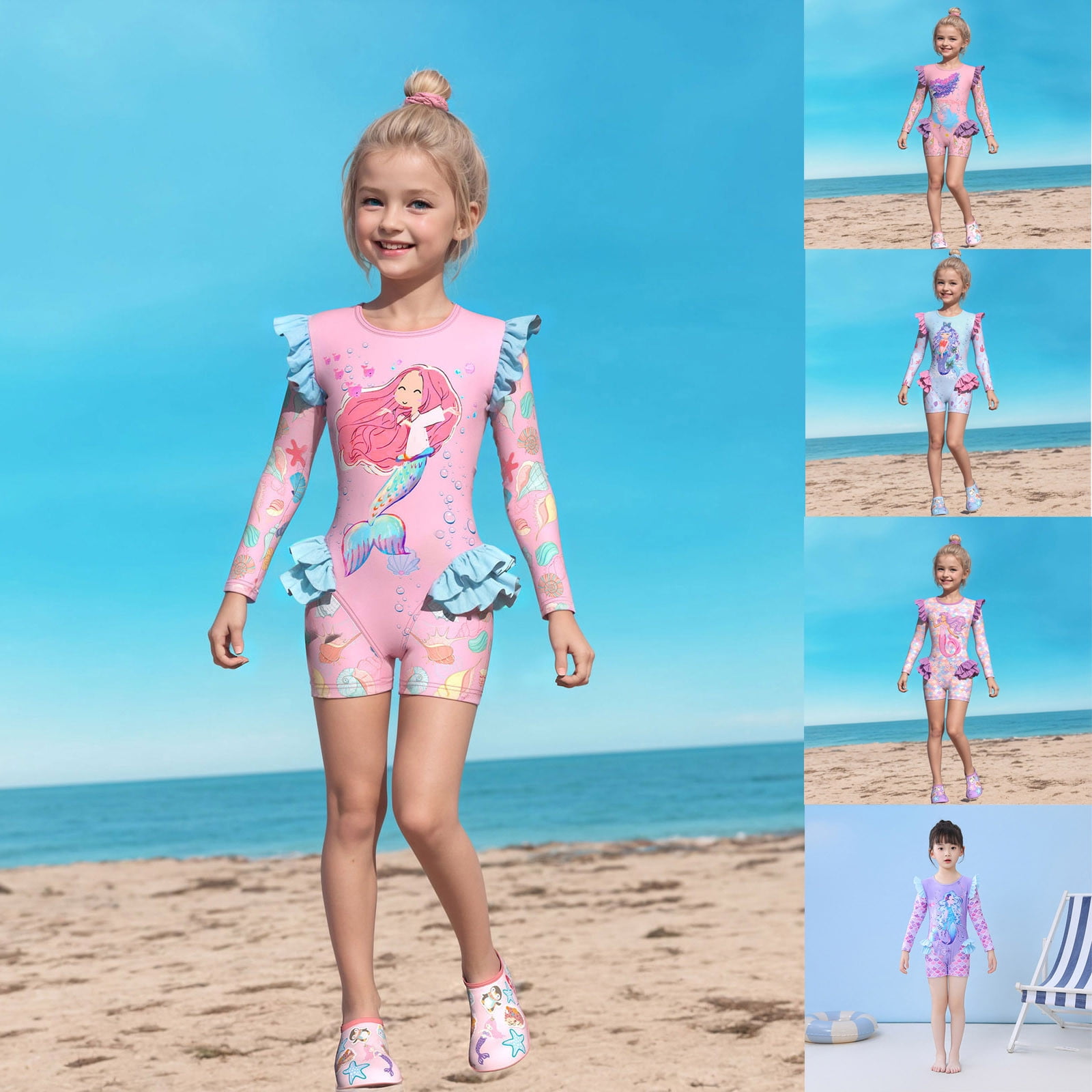 Baby Girls One Piece Swimsuit Infant Bathing Suit Sleeveless Rash Guard ...