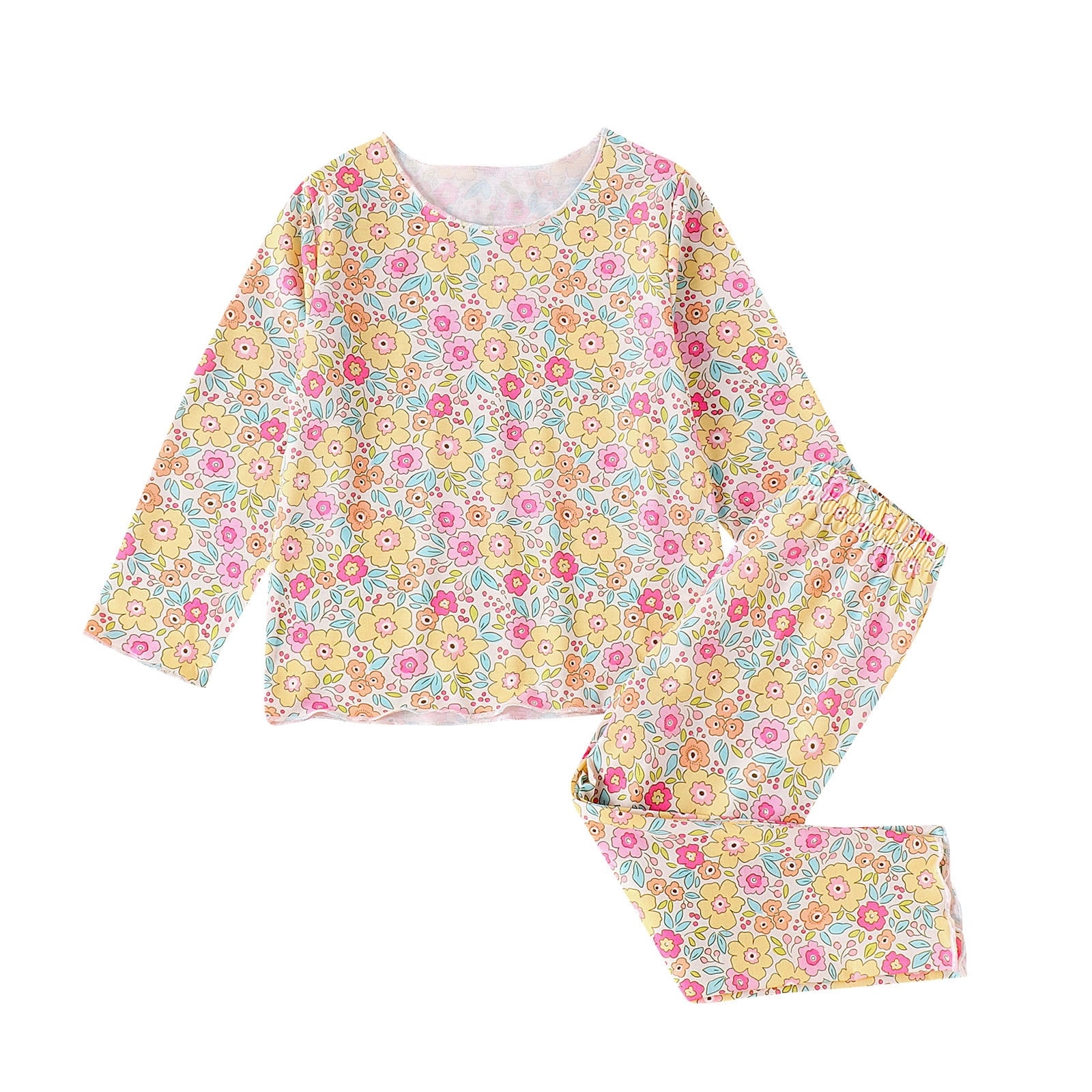 Baby Girls Outfits Toddler Boys Girls Long Sleeve Cartoon Floral Print ...