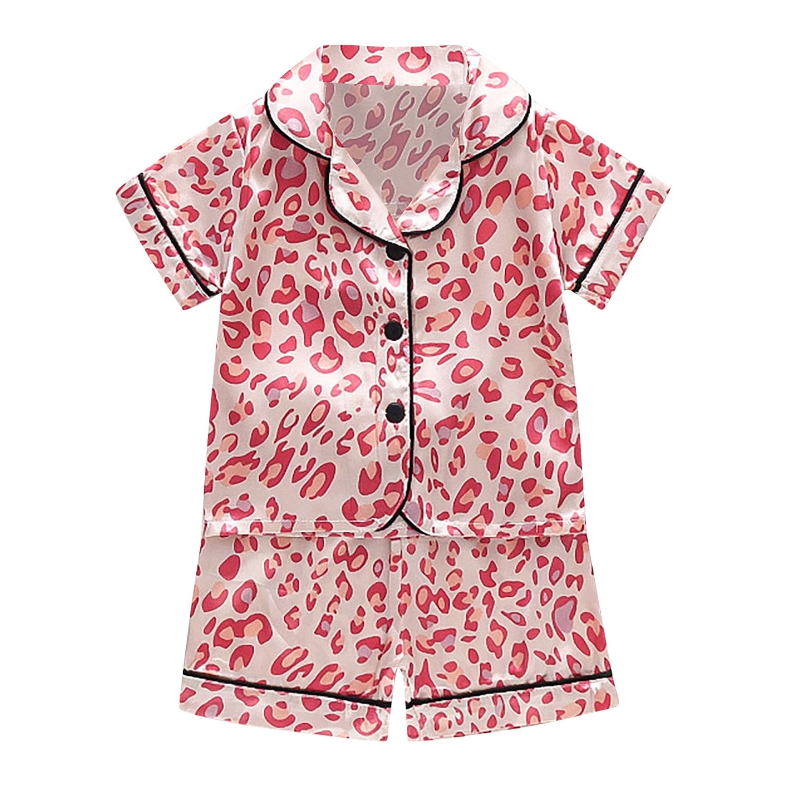 Baby Girls Pajama Set for Valentine's Day Leopard Print Button Down ...