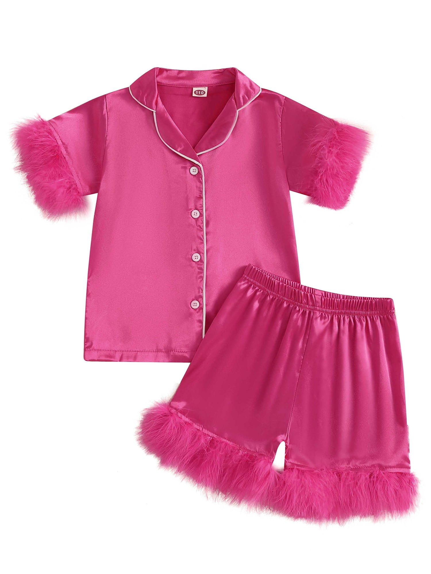 Baby Girls Pajamas Set Summer Plush Patchwork Button Short Sleeves ...