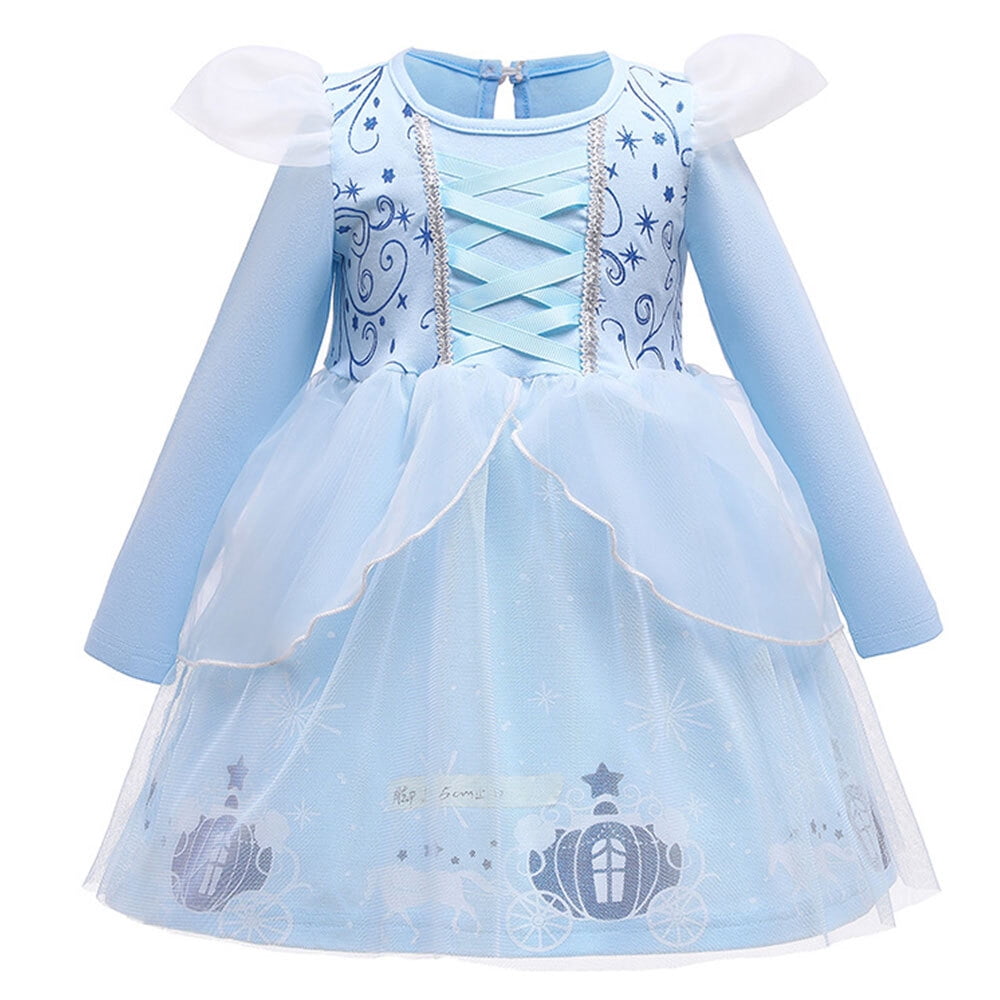 Baby Girls Princess Dress Long Sleeve Cinderella/Ariel/Elsa Party Dress ...