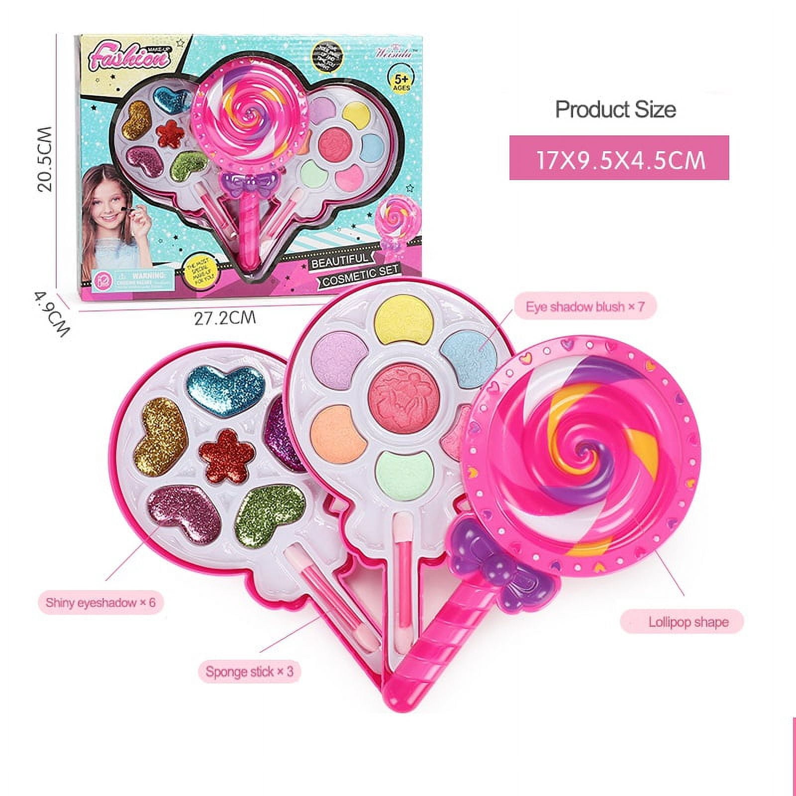 Baby Girls Princess Makeup Box Set Pretend Play Kids Non-Toxic Lollipop ...