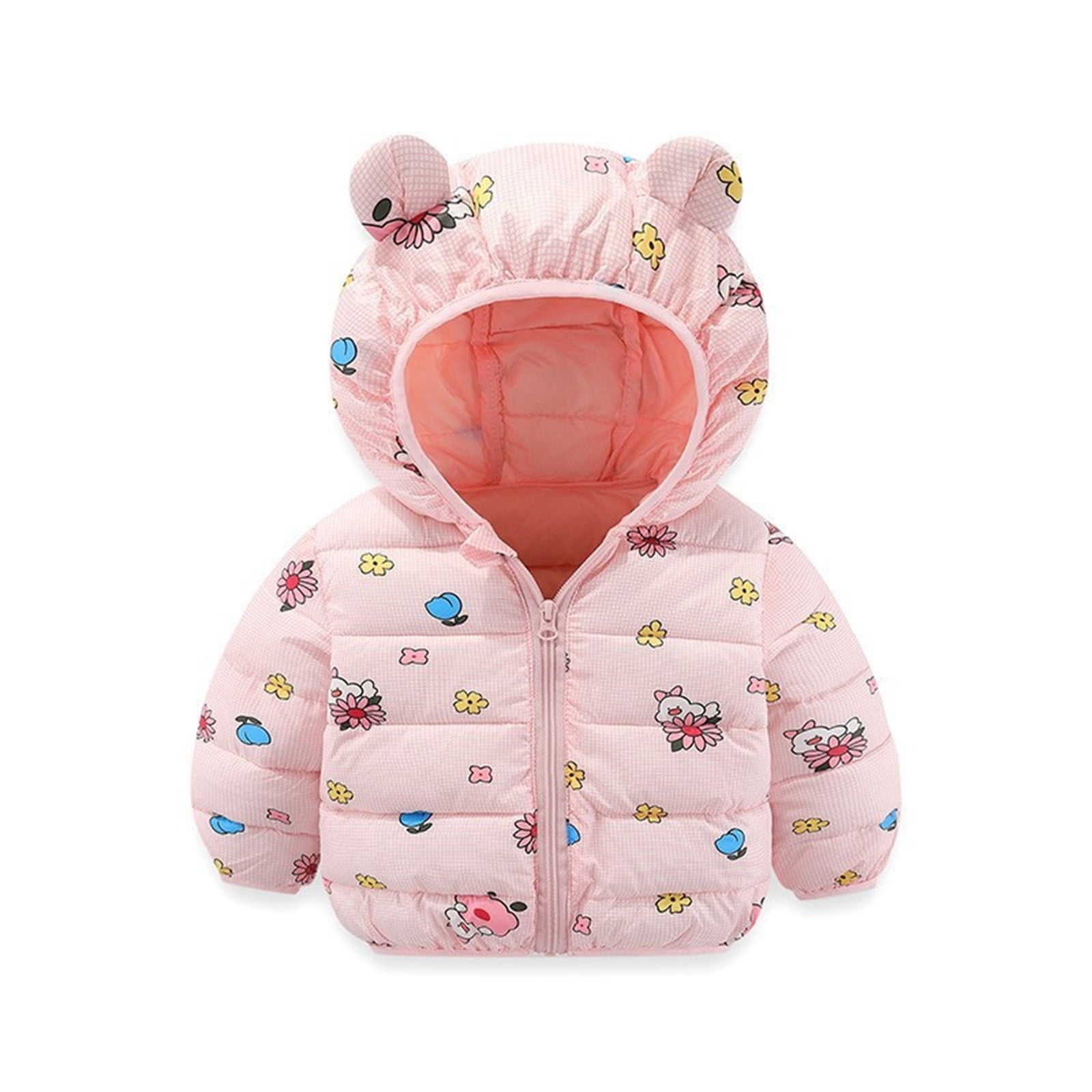 Baby Girls Puffer Coat Winter Coat Cute Bear Ear Hooded Jackets With Pockets Windproof Down ...
