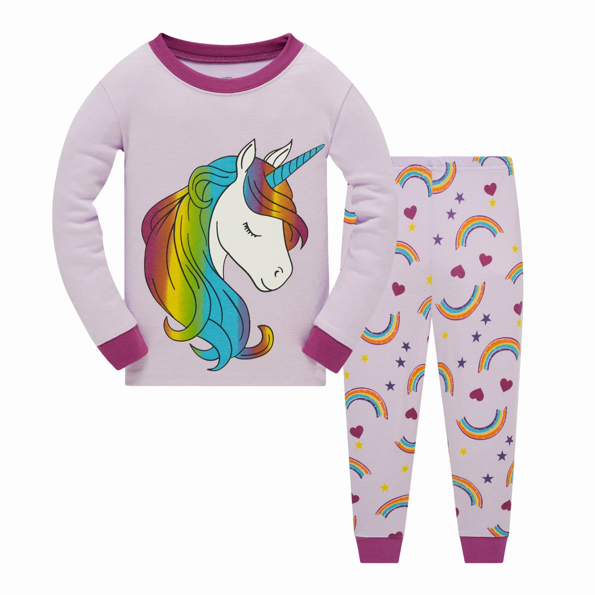 Baby Girls Pyjamas Unicorn Long Sleeve 2 Piece Sleepwear Toddler Winter ...