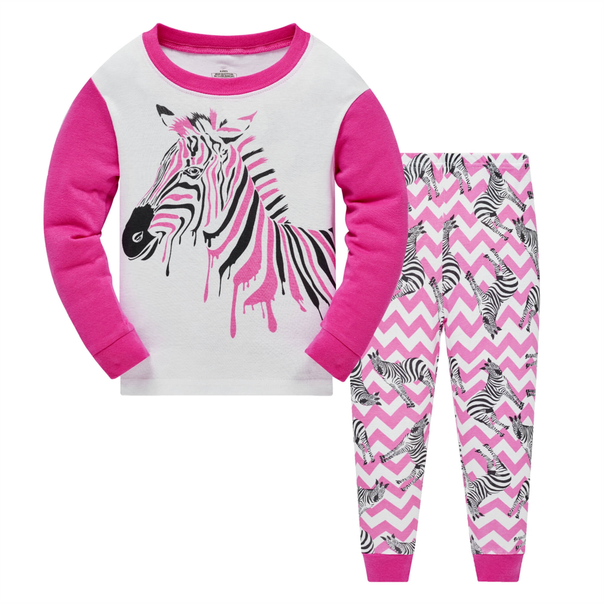 Popshion Baby Girls Cotton Pyjamas, Zebra Print, 2 Piece Pjs Sets, Size ...
