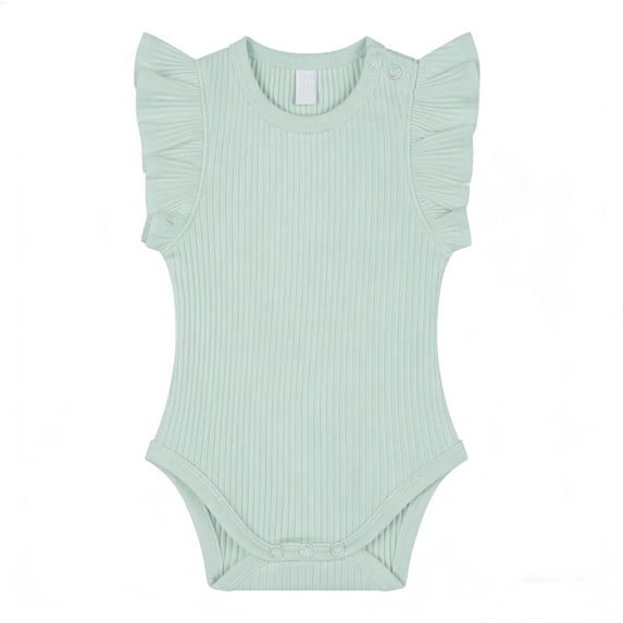 Baby Girls Ribbed Knit Bodysuits Summer Tank Style Sleeveless Rompers ...