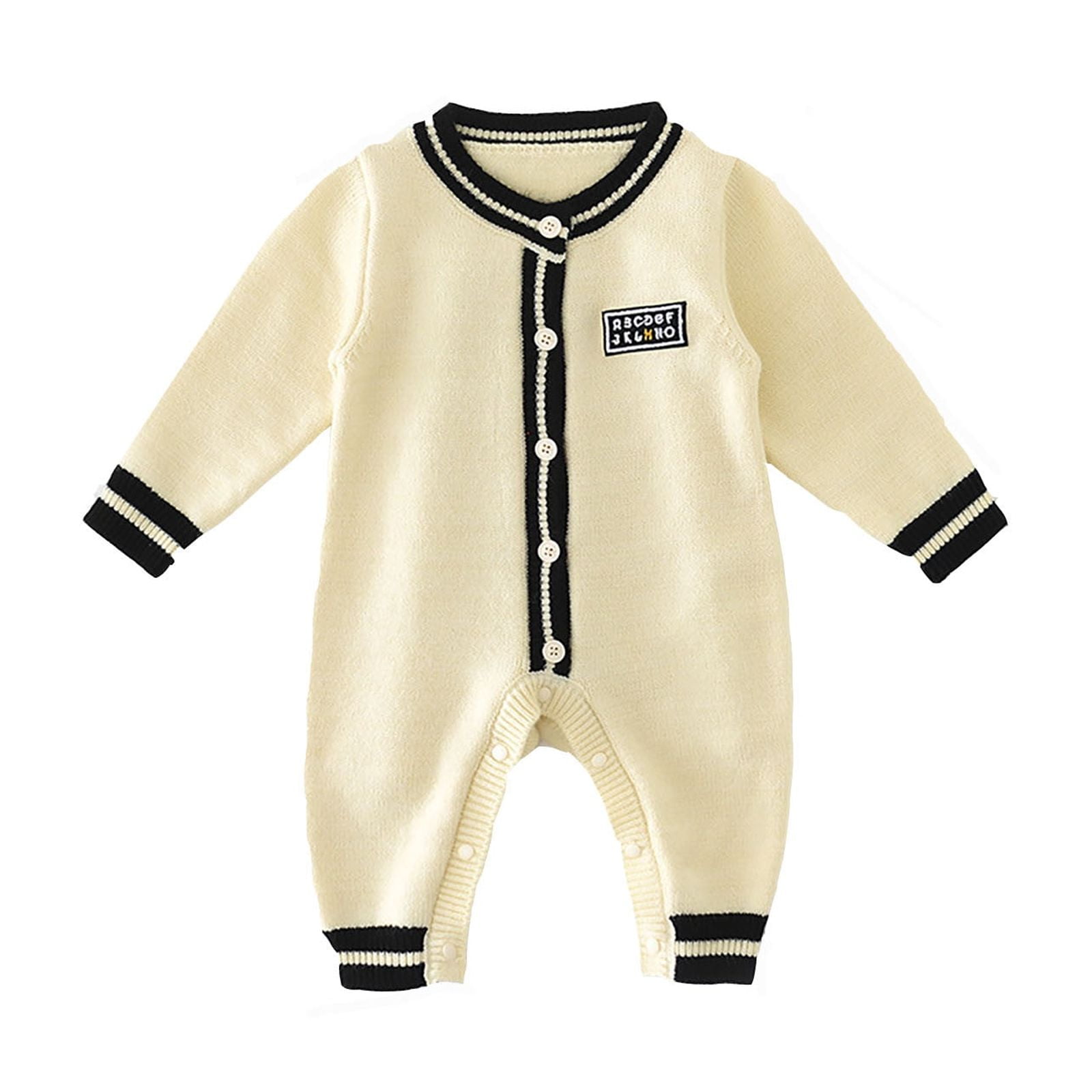 Baby Girls Rompers Infant Boys Long Sleeve Solid Color Casual Newborn ...