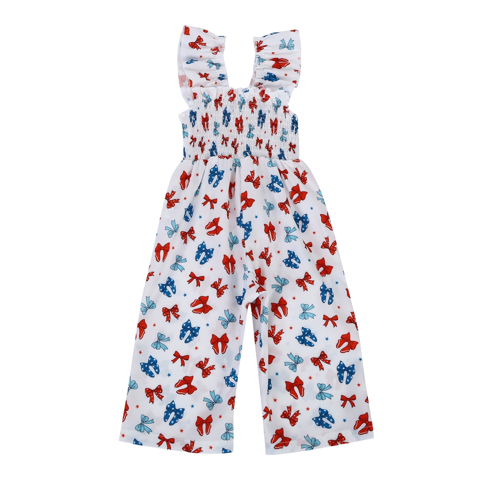 Baby Girls Rompers Sleeveless Ruffle Bow Print Summer Bodysuits ...