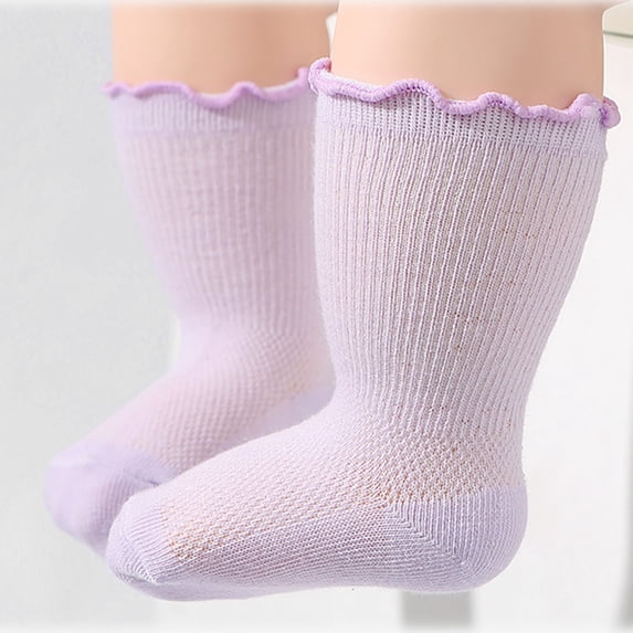 Baby Girls Ruffle Crew Socks Breathable Mesh Cotton Mid Calf Stretchy ...