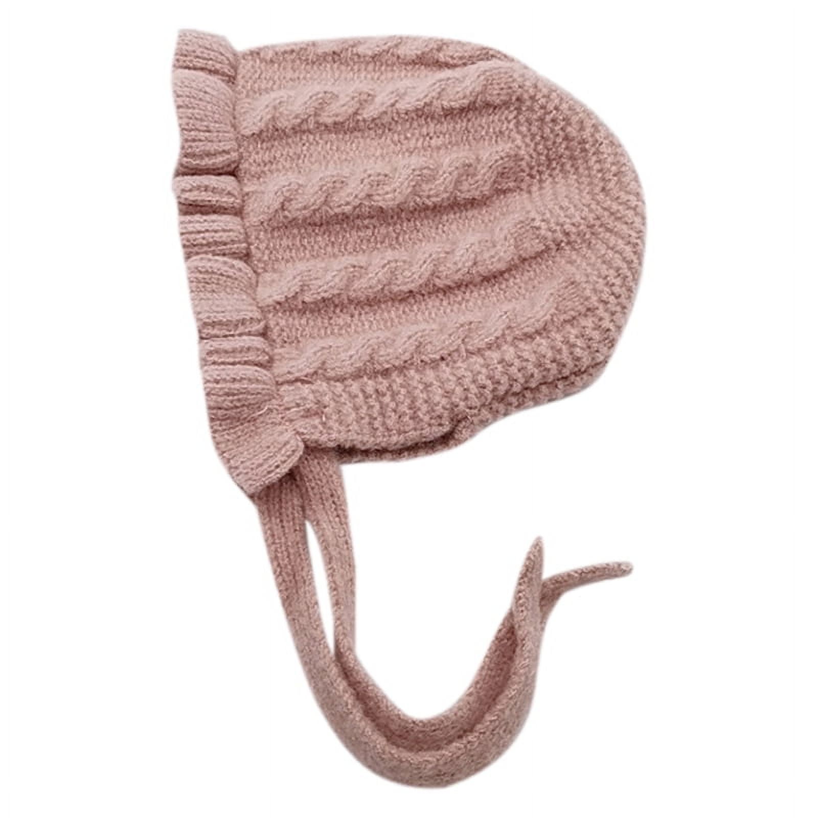 Baby Girls Ruffle Hat Soft Warm Knitted Bonnet Cap Toddlers Beanie ...