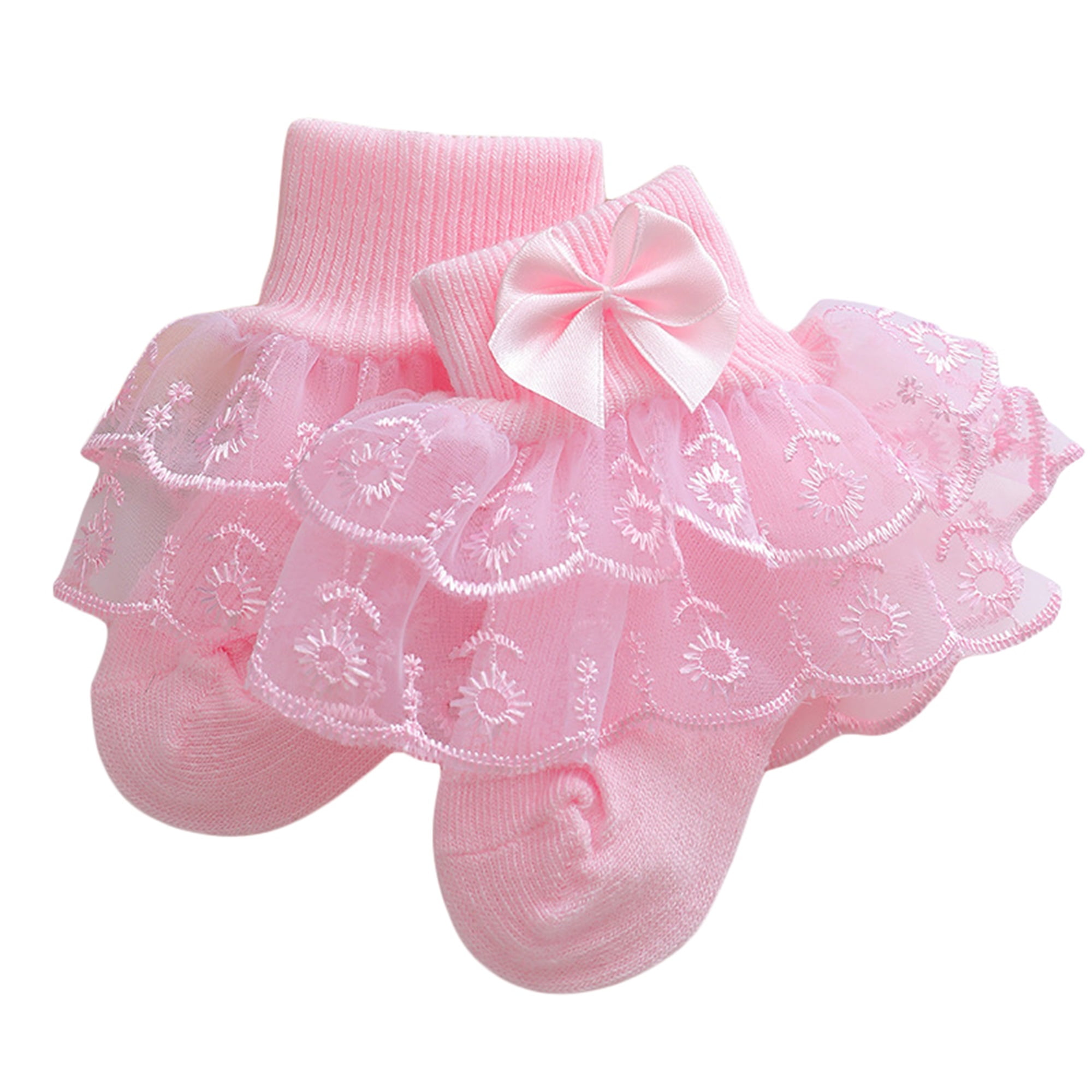 Baby Girls Ruffle Lace Socks, Super Soft Infant Ankle Socks with Bow ...