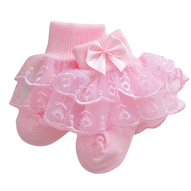 Baby Girls Ruffle Lace Socks, Super Soft Infant Ankle Socks with Bow ...