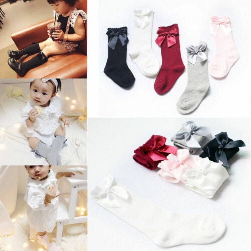 Baby Girls Socks Knee High with Bows Cute Baby Socks Long Tube Kids Leg ...