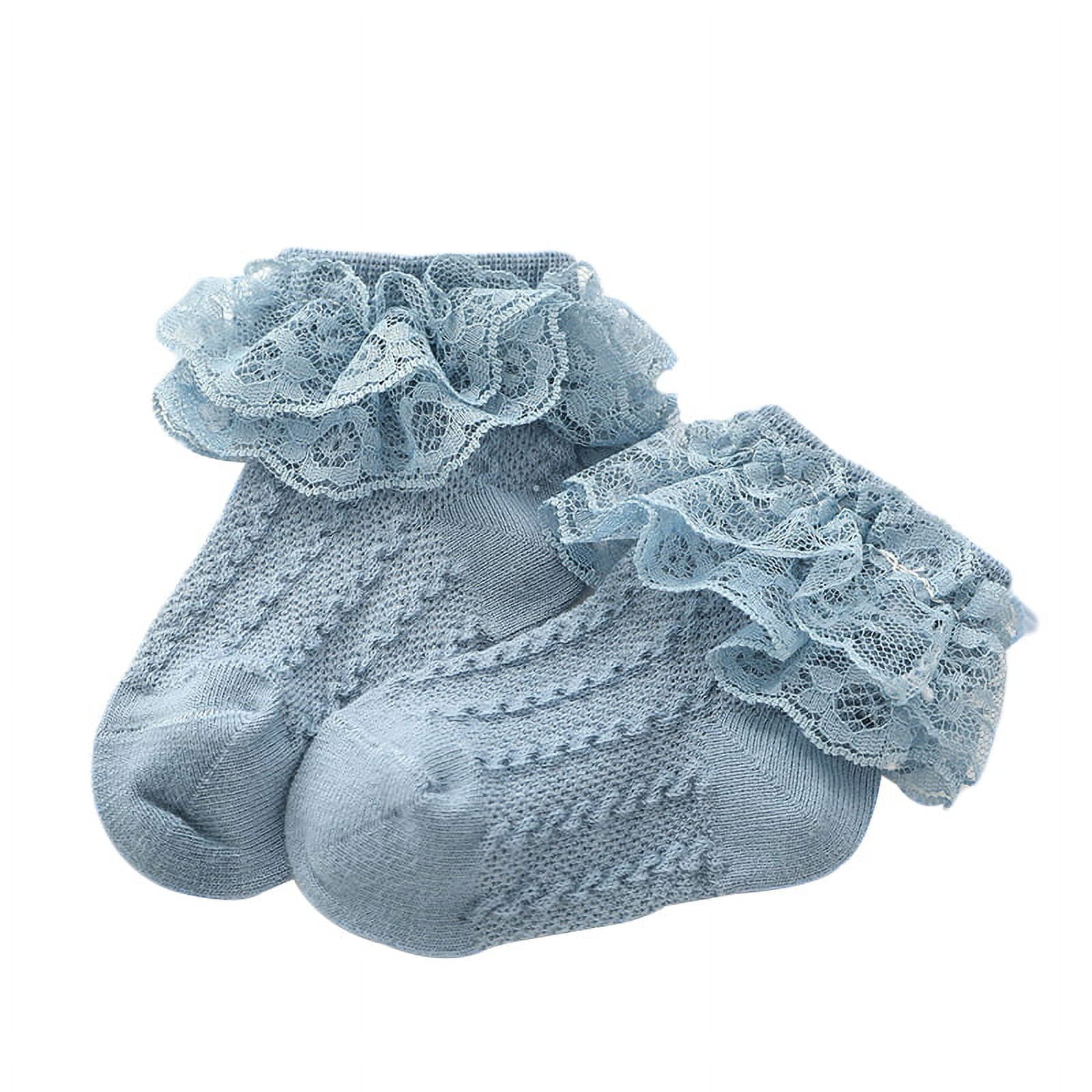 Baby Girls Socks Princess Cotton Frilly Socks Eyelet Ruffle Lace Sock ...