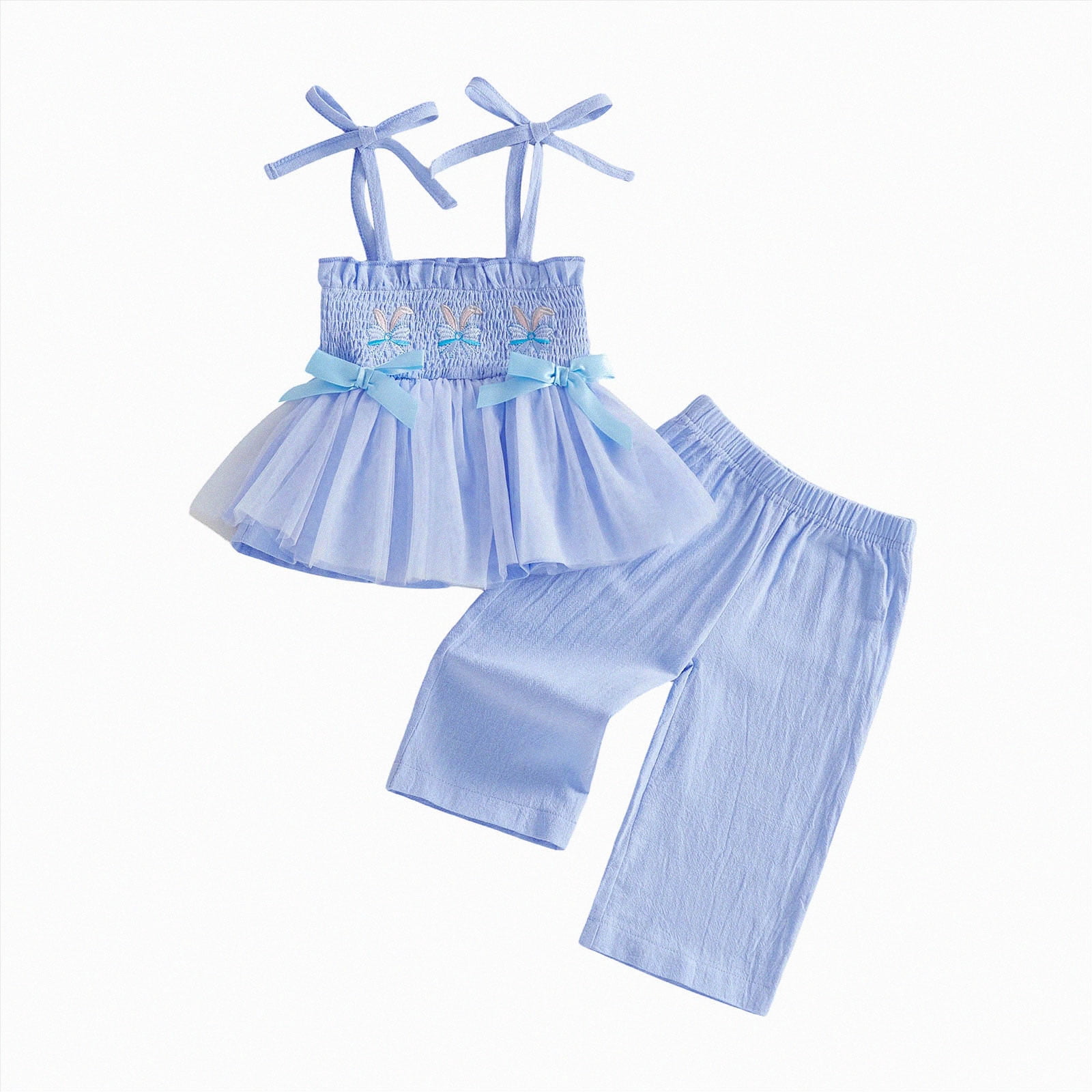 Baby Girls Summer 2 Piece Outfits Embroidery Decor Sleeveless Cami Top ...