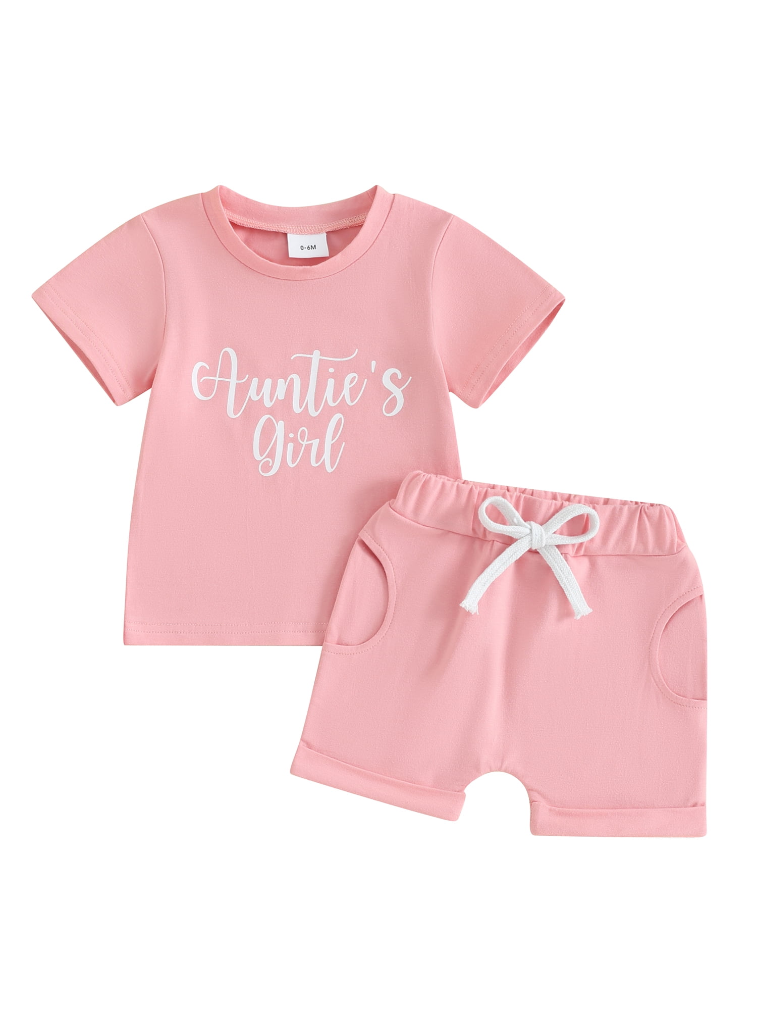 Baby Girls Summer 2 Piece Outfits Letters Print Short Sleeve Crop T ...