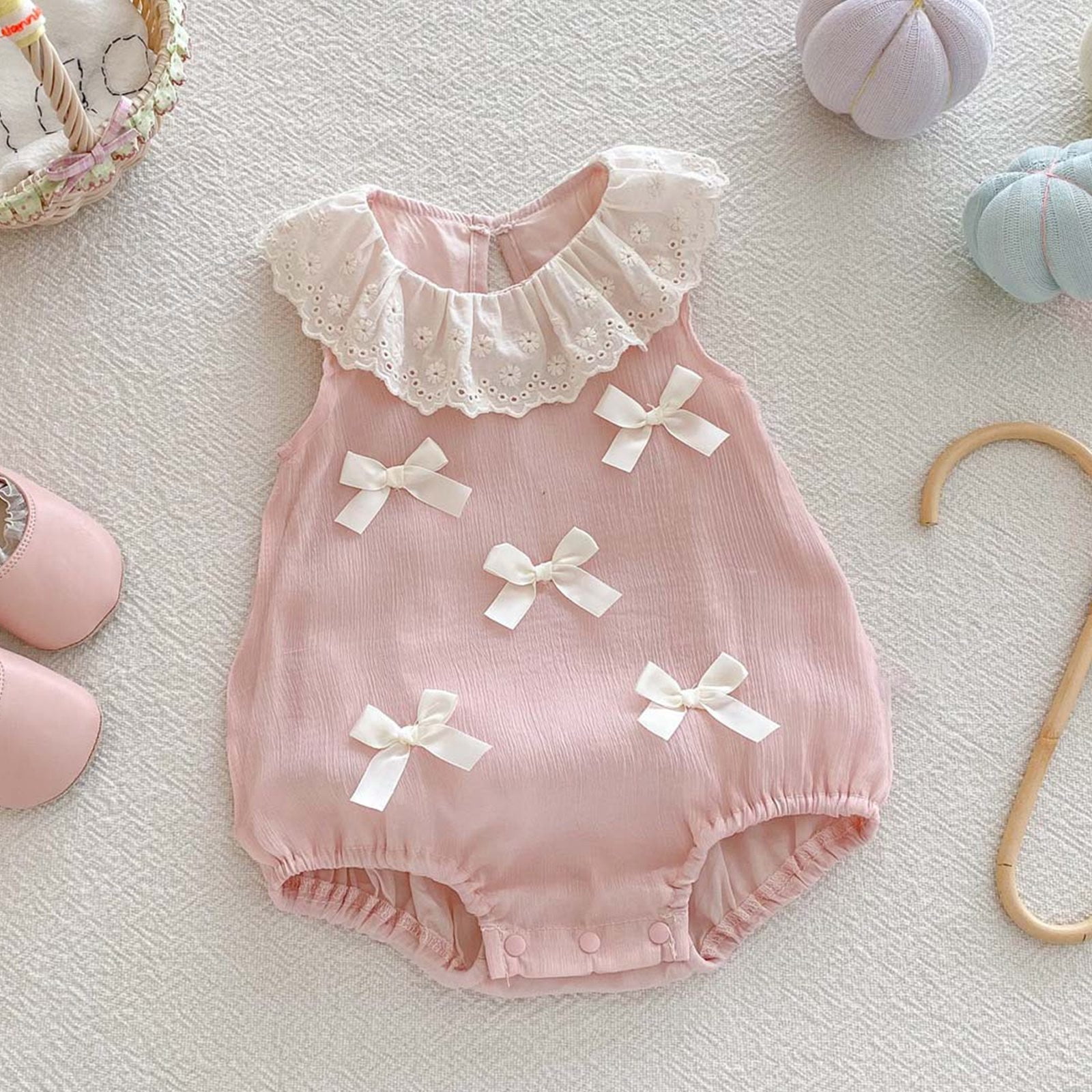 Baby Girls Summer Dress Sleeveless Bow Knot Princess Bodysuit Party ...
