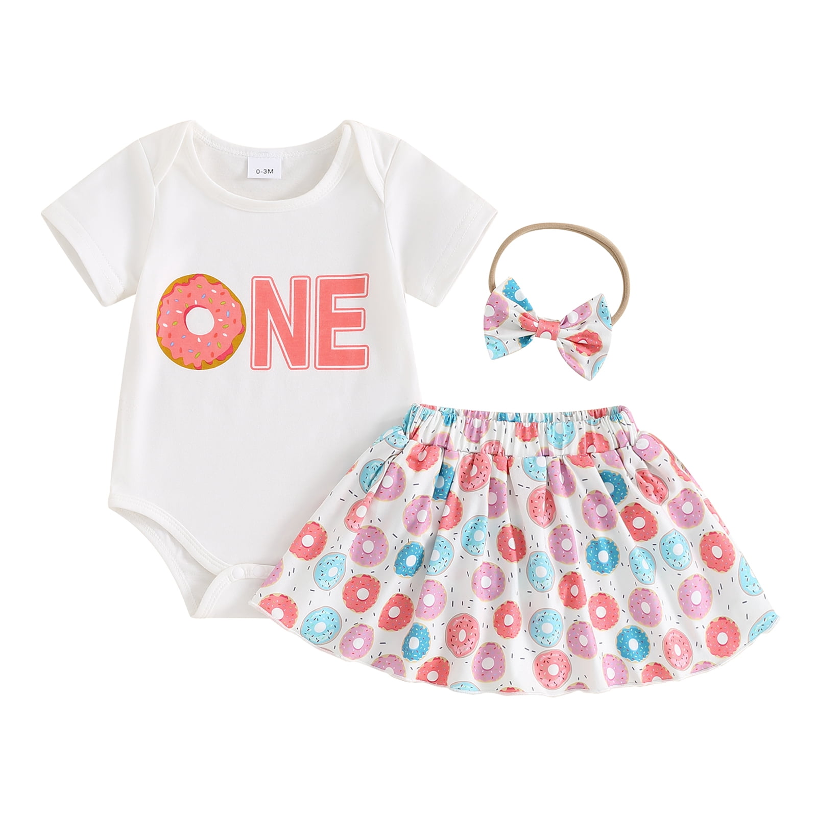 Baby Girls Summer Outfits Letter Print Short Sleeve Romper and Donut ...