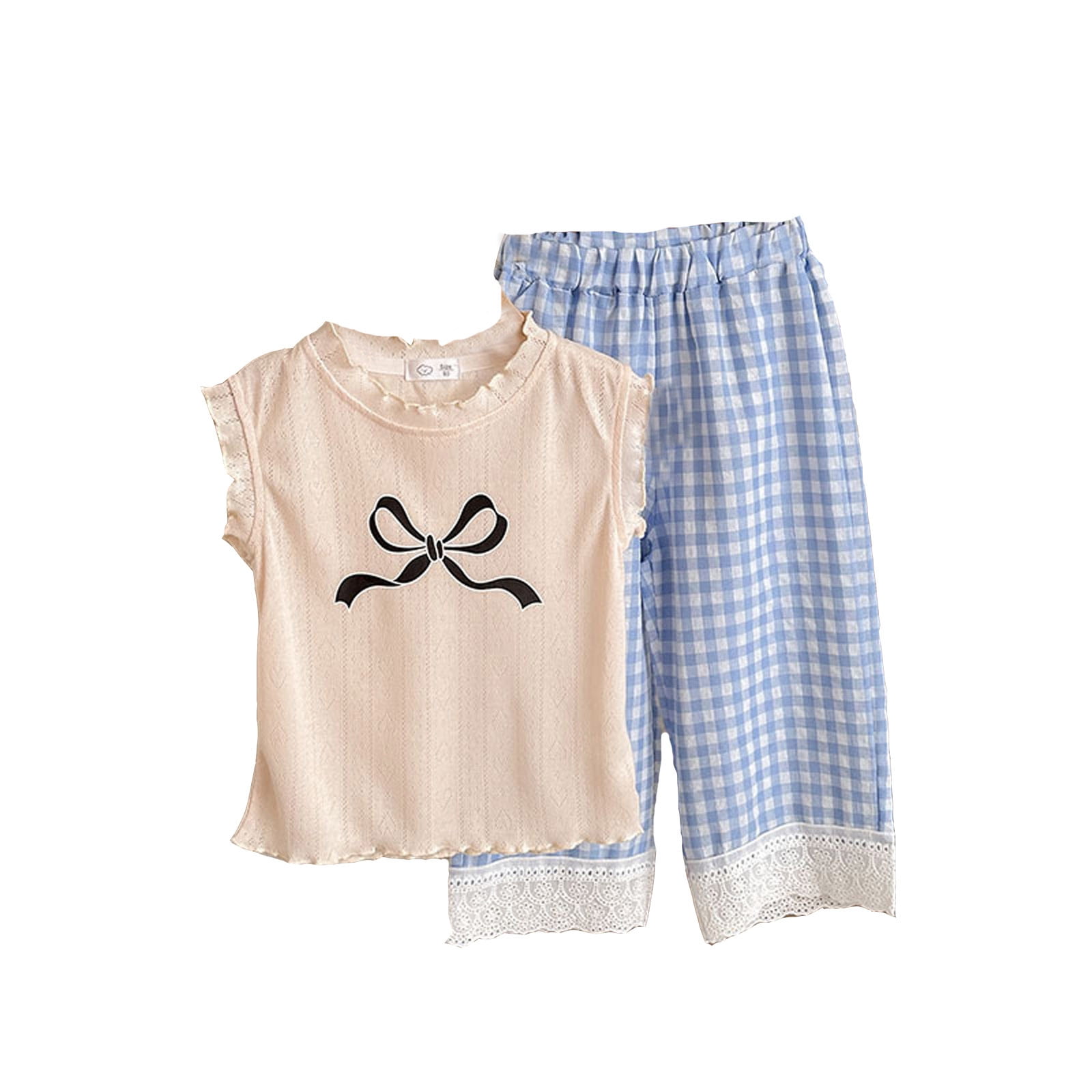 Baby Girls Summer Pajamas 5t Toddler 2 Pcs Cartoon Pajamas Set Puff ...