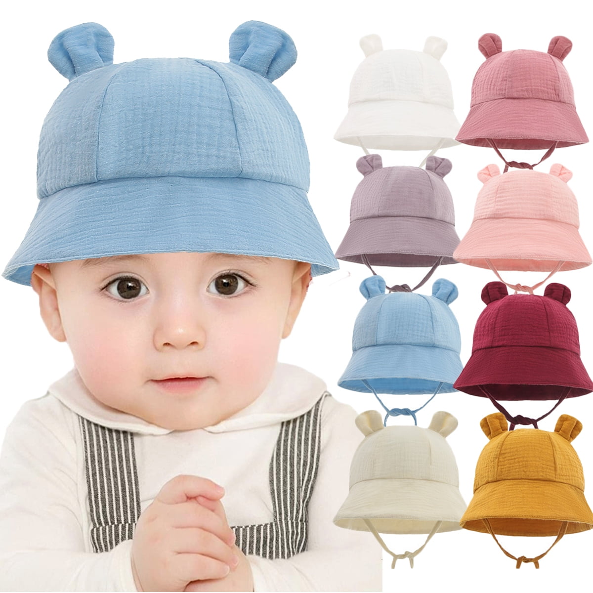 Baby Girls Sun Hat Summer Beach Hat with UPF 50+ Outdoor Adjustable ...