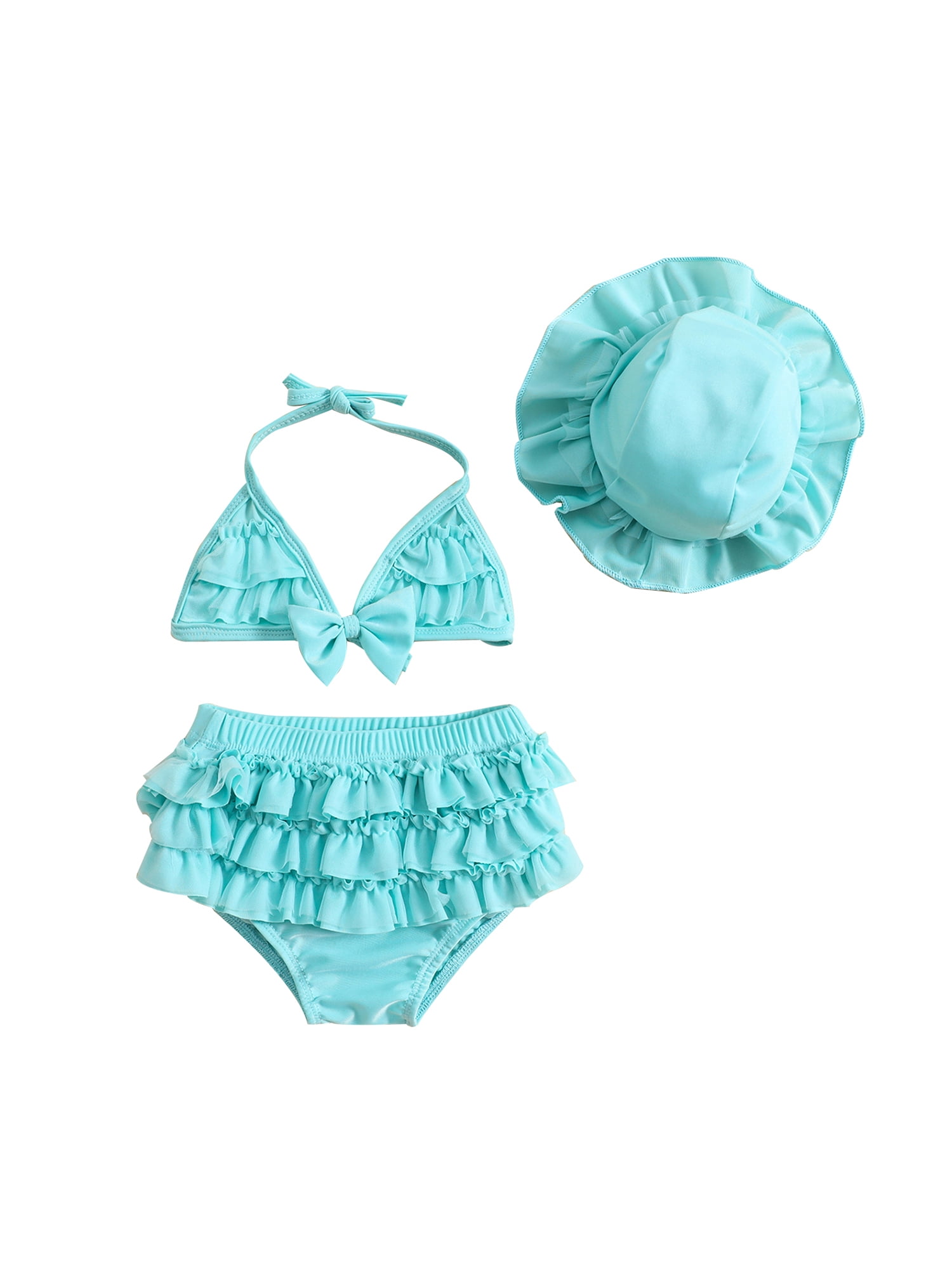 Baby Girls Swimsuit Bikinii Sets Sleeveless Tank Tops+Ruffle Swim ...