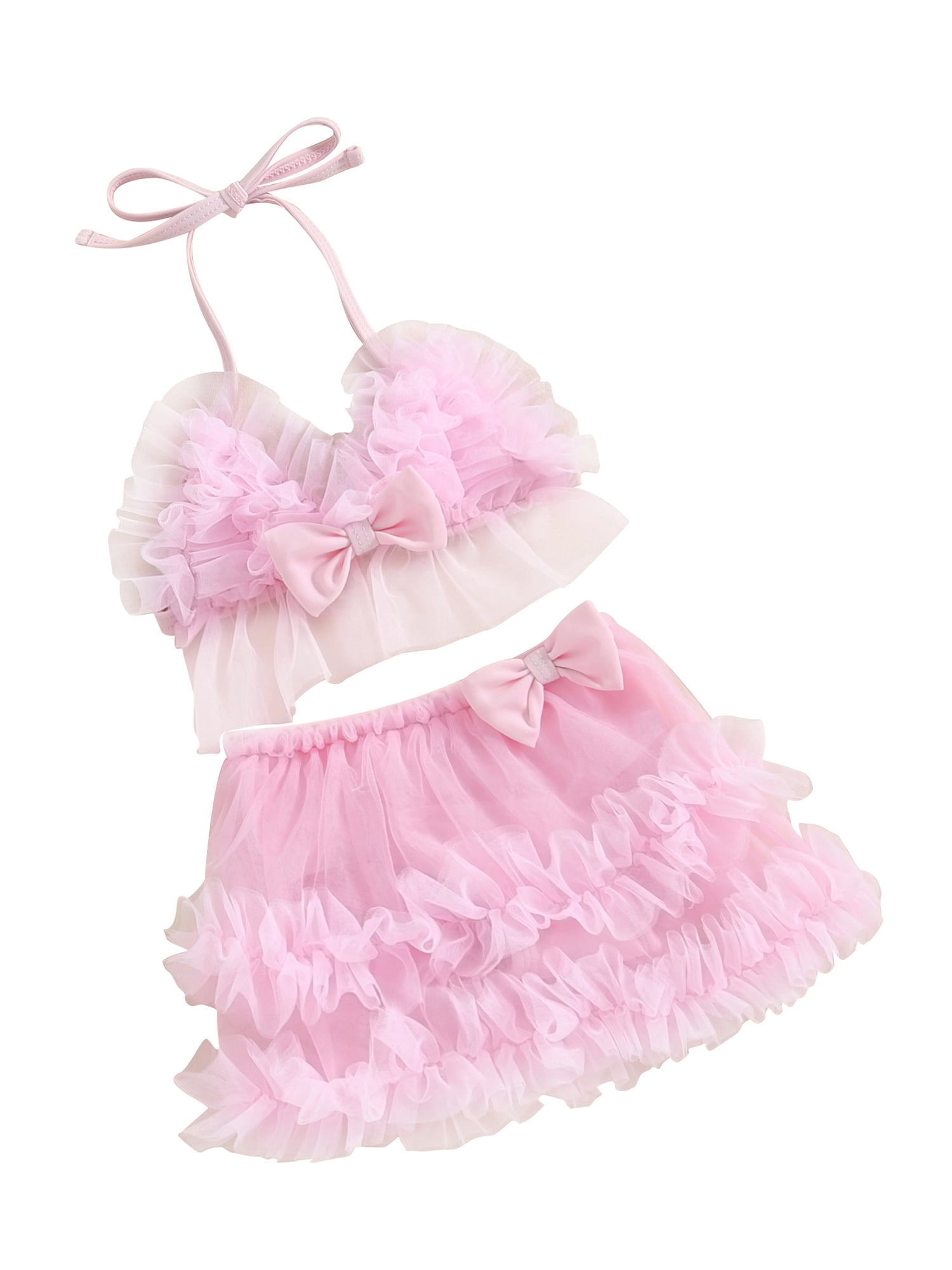 Baby Girls Swimsuit Ruffle Baby Bathing Suits Two Piece Infant Tulle ...
