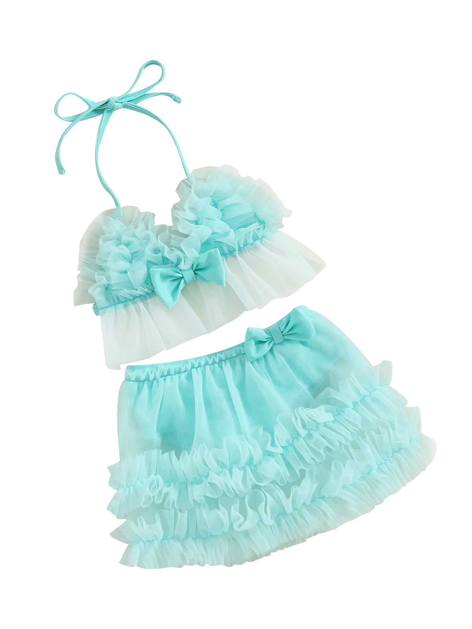 Baby Girls Swimsuit Ruffle Baby Bathing Suits Two Piece Infant Tulle ...