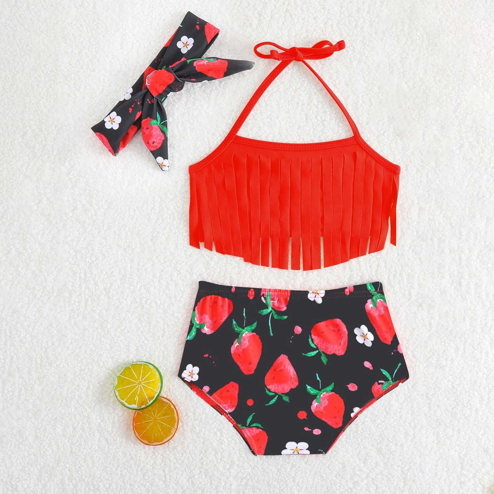 Baby Girls Swimsuit Toddler Bathing Suit 3-Pieces Tassels Bikini ...