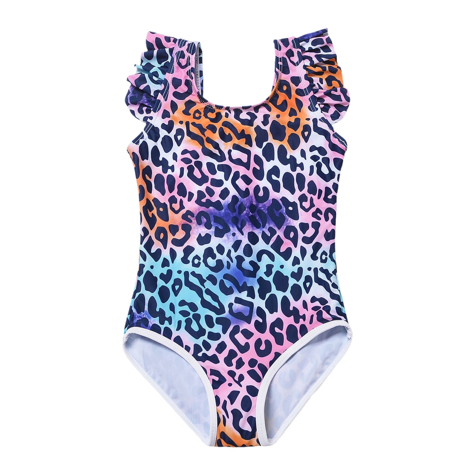 Baby Girls Swimsuits Gradient Leopard Print Strappy Square Collar Kids ...