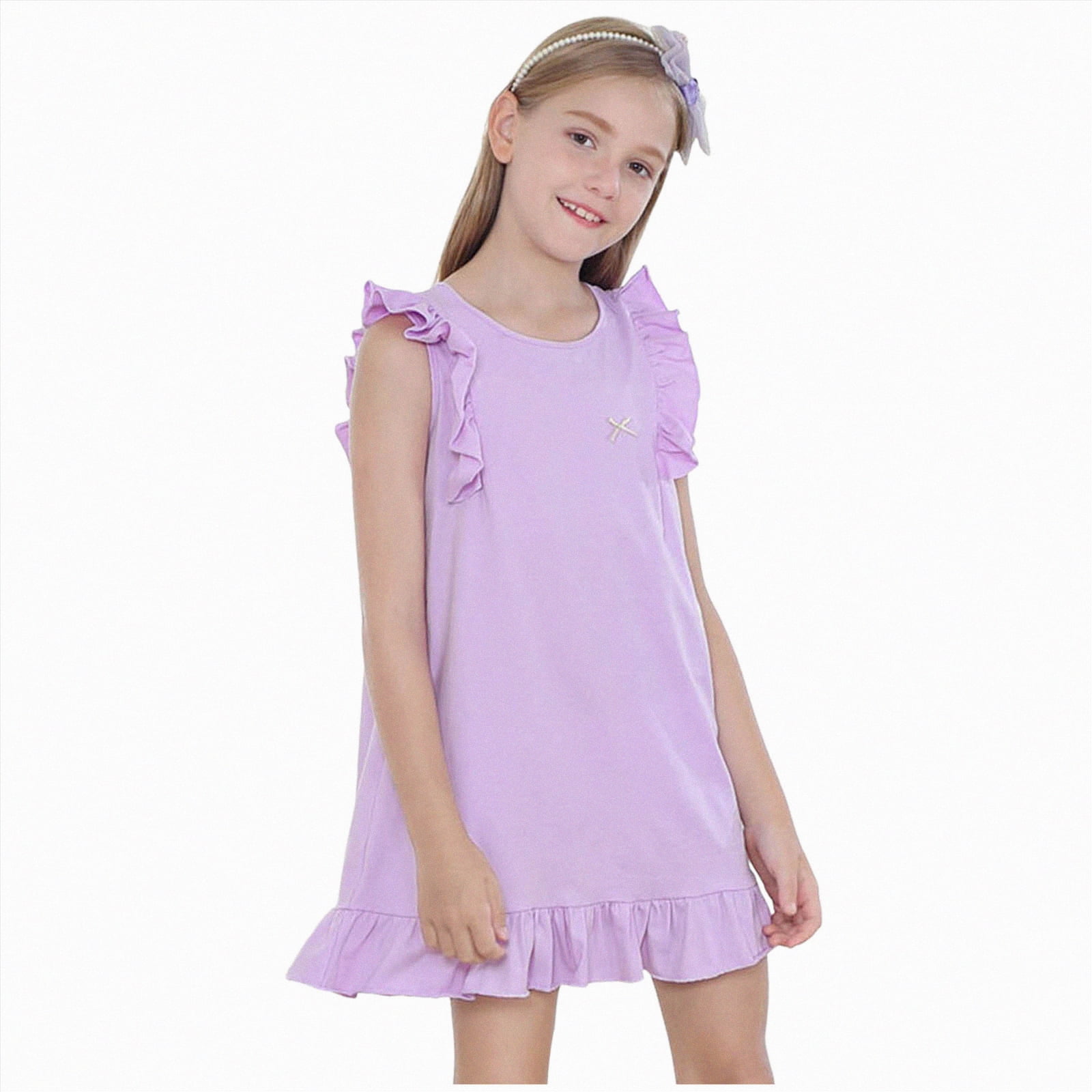 Baby Girls Tank Dress with Ruffles and Crew Neck Sleeveless Soft Mini ...