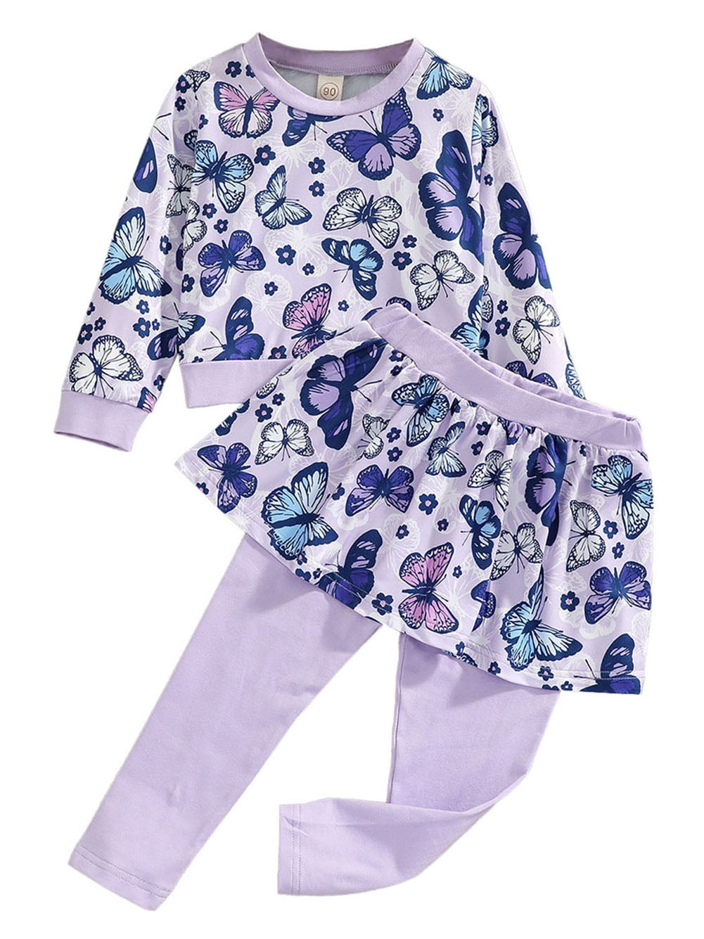 ENFLASH Baby Girls 2-Piece Fleece Sweatshirt and Leggings Skirt Set ...