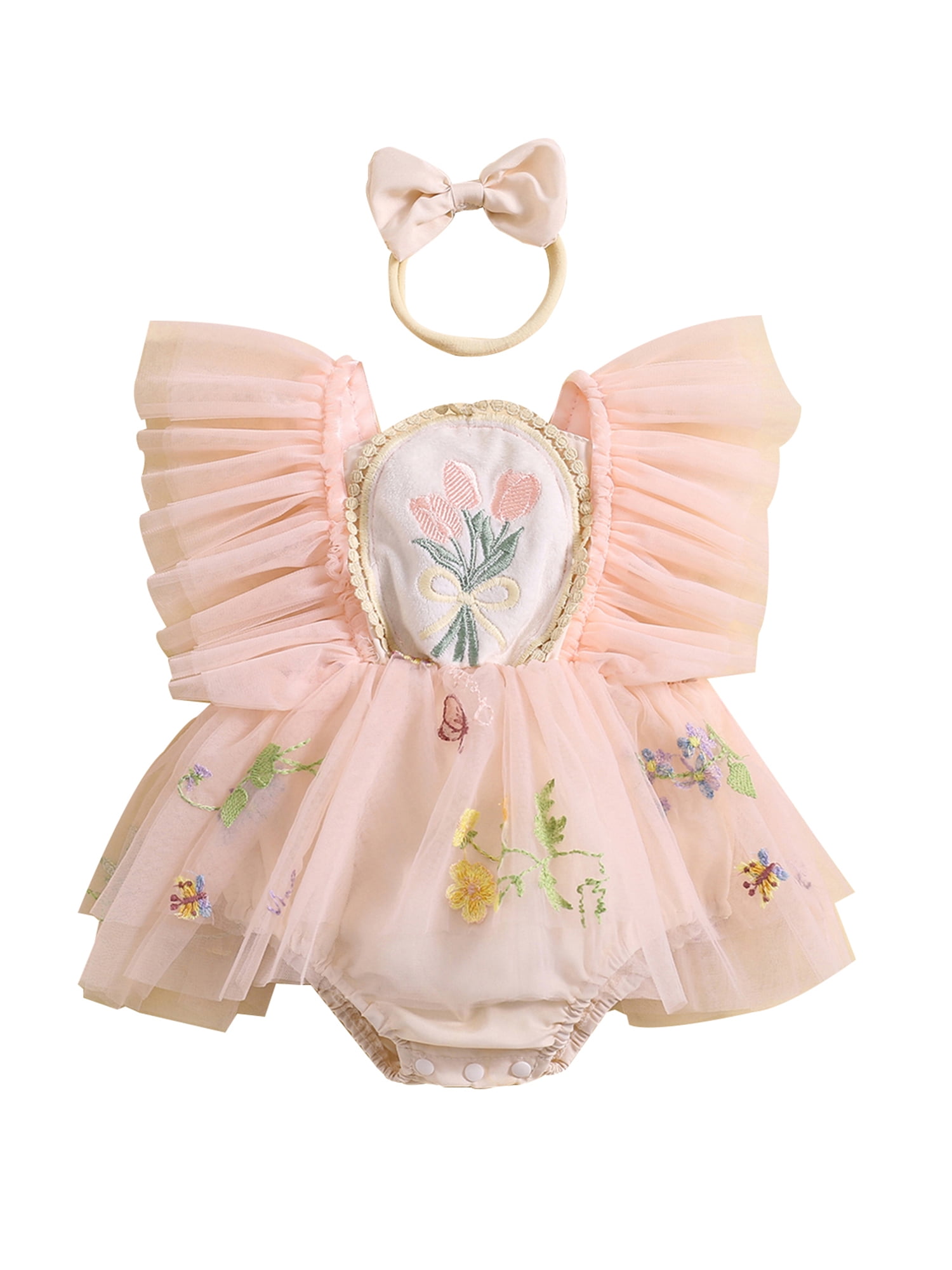 Baby Girls Tulll Romper Dress Flower Embroidery Princess Party Tutu ...