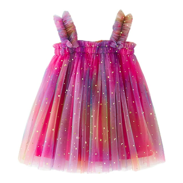 Baby Girls Tutu Dress Summer Strap Sleeveless Star Sequins Party ...