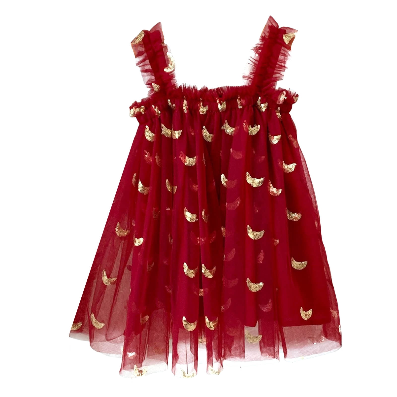 Baby Girls Tutu Dress with Star Embroidered Sleeveless Layered Princess ...