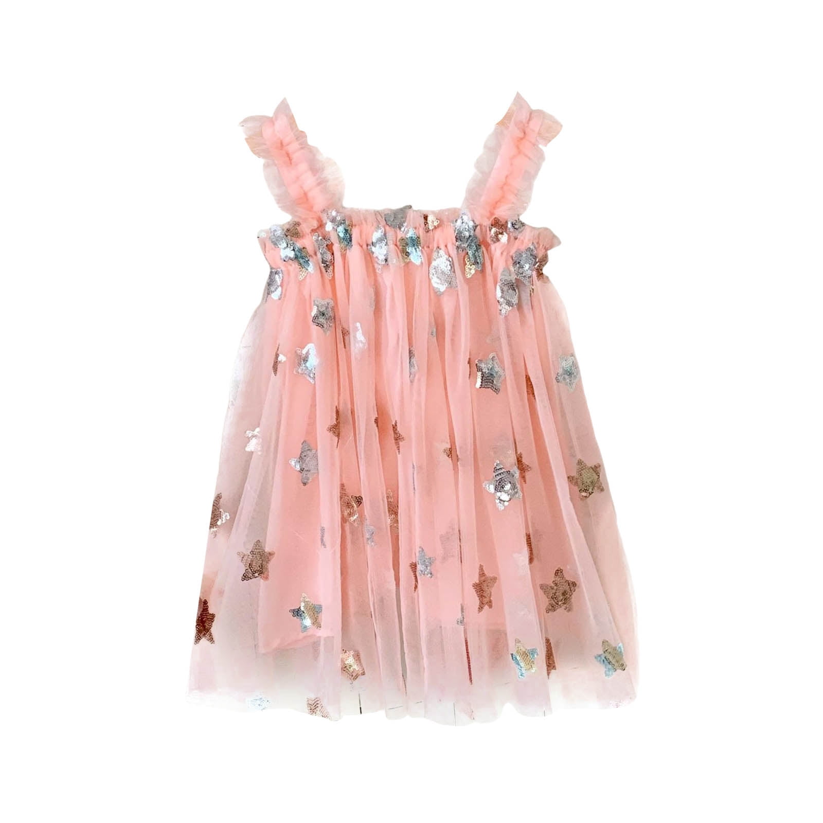 Baby Girls Tutu Dress with Star Embroidered Sleeveless Layered Princess ...