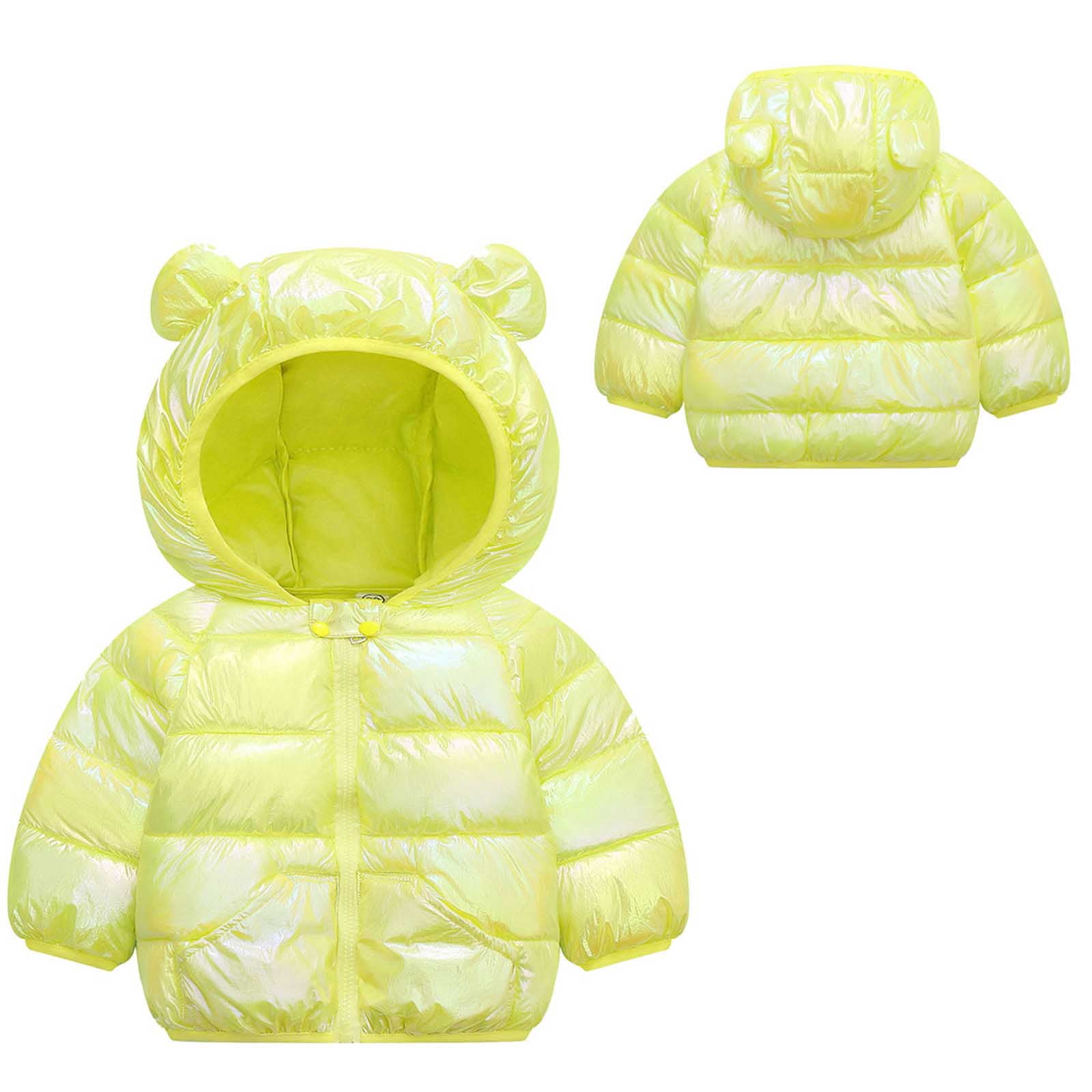 Baby Girls Winter Coat Baby Boys Puffer Coat Yellow Bear Ear Cute ...