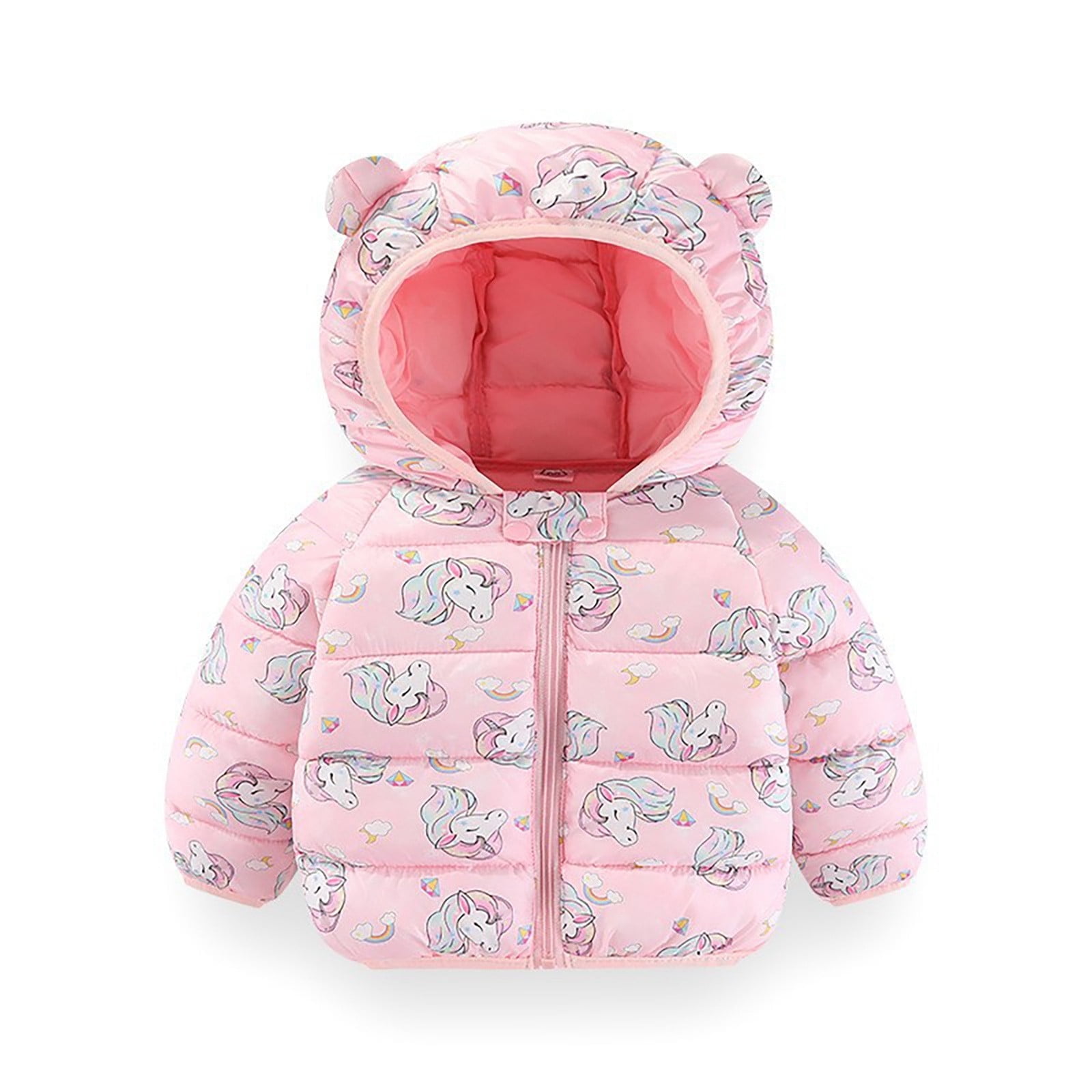 Baby Girls Winter Coat Baby Girls Puffer Coat Cute Bear Hooded Jacket ...