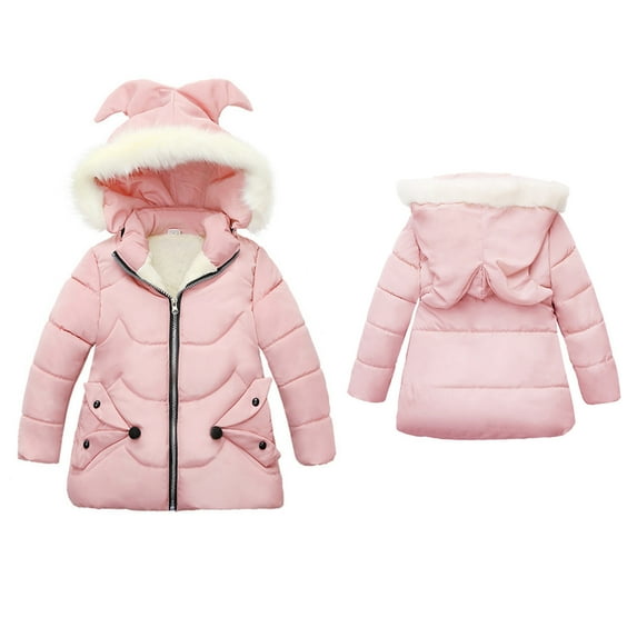 Baby Girls Winter Coat,Toddler Puffer Coat Fox-Shaped Hooded Jacket Zipper Up Down Coats 2-3 ...