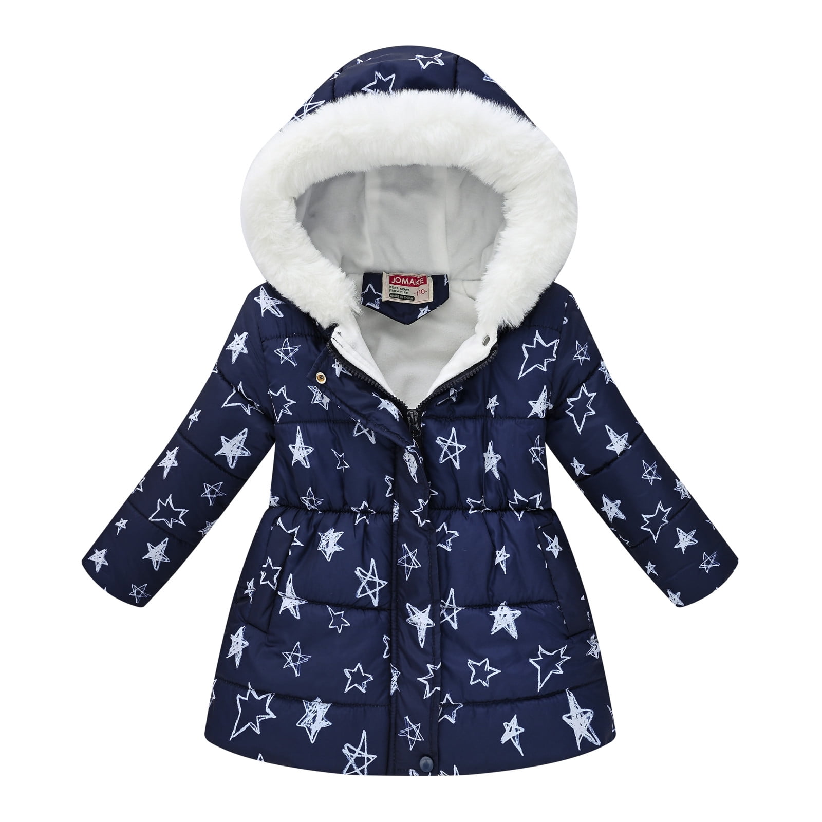 Baby Girls Winter Dress Coats Solid Color Hooded Fleece Warm Waterproof ...