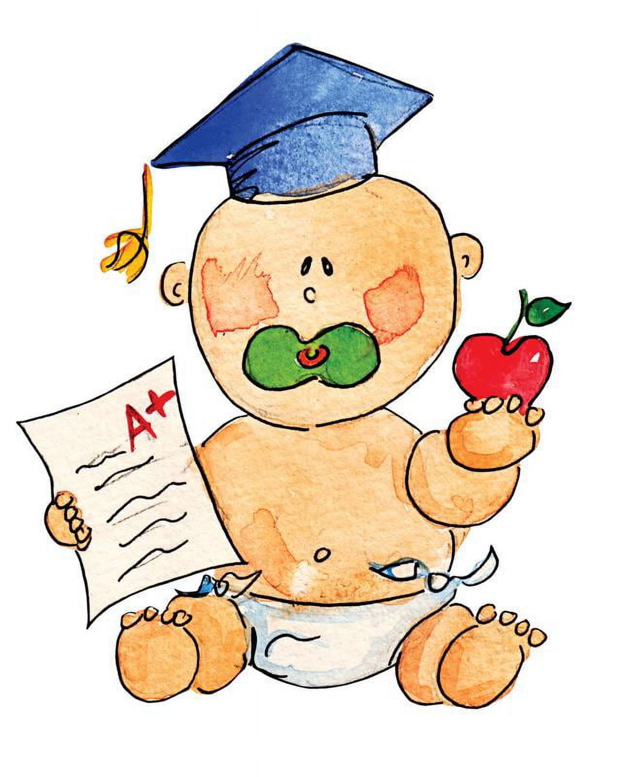Baby Graduation Cap Test Pacifier Watercolor Picture Art Mural Custom ...
