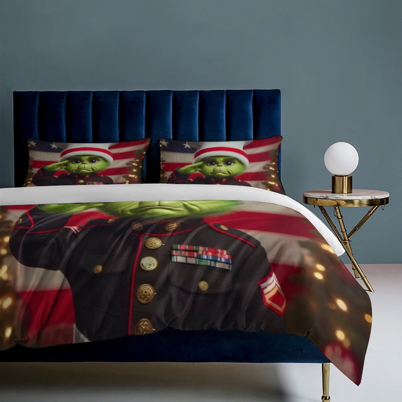 Baby Grinch American Flag Bedding Sets,Comforter Cover,Duvet Cover Set ...