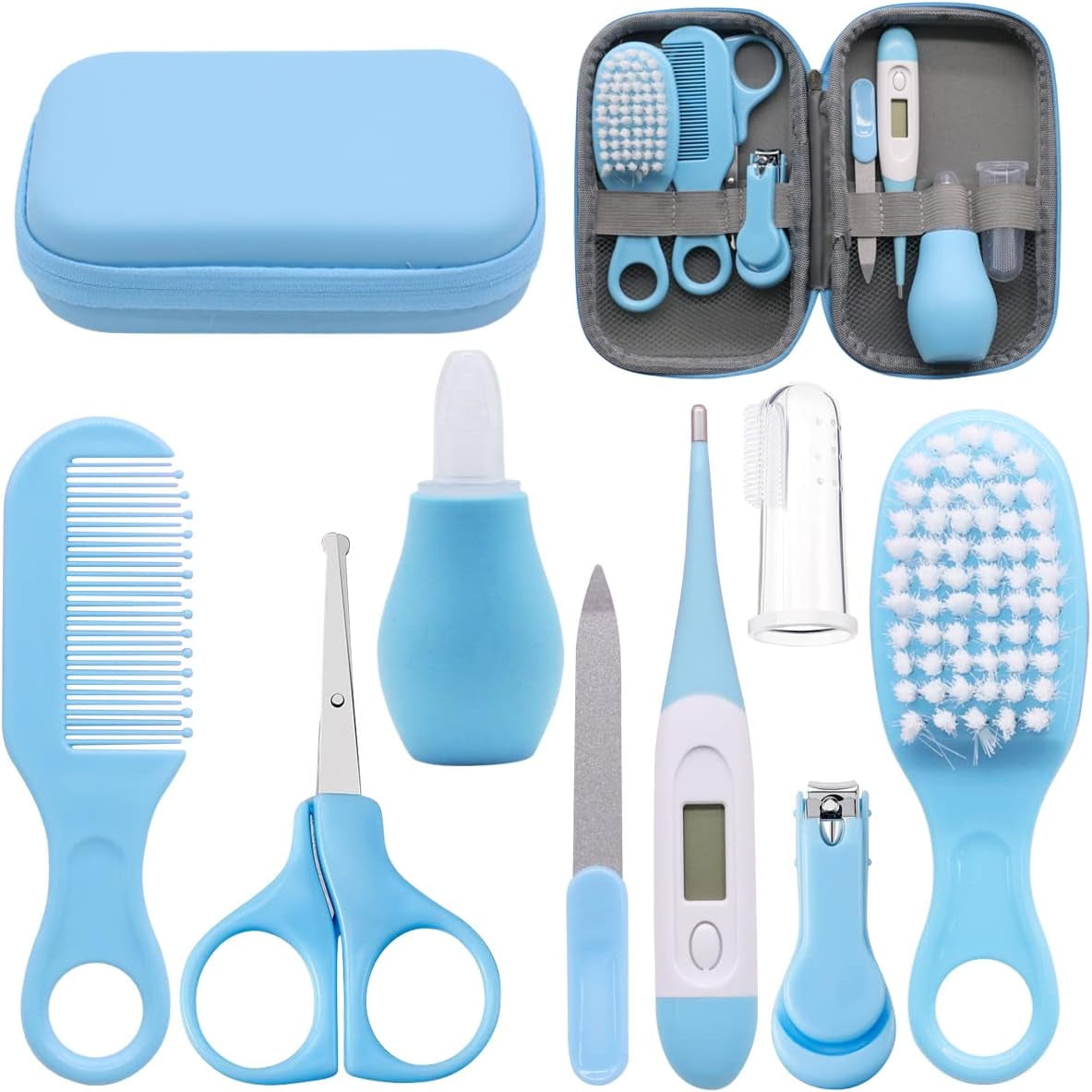 Baby Grooming Kit, 8Pcs Portable Baby Safety Care Set with Hair Brush ...