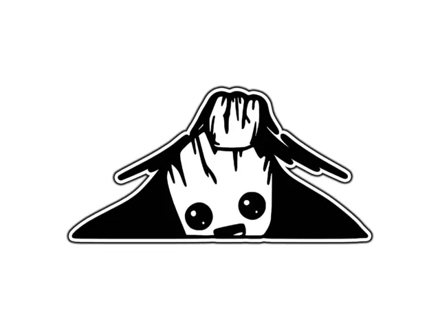 Baby Groot Black And White Peeker Waterproof Sticker Phone Decal Water ...