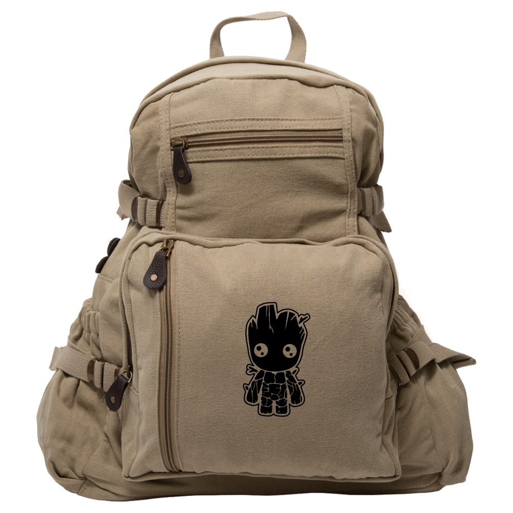 Baby Groot Guardians of the Galaxy Canvas Backpack Bag, Khaki & Black ...