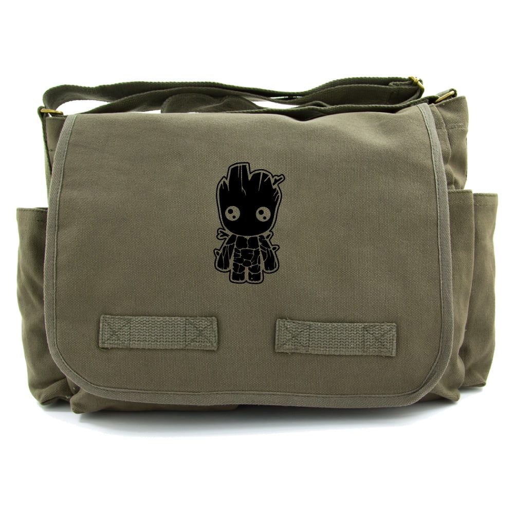 Baby Groot Guardians of the Galaxy Canvas Messenger Shoulder Bag, Olive ...